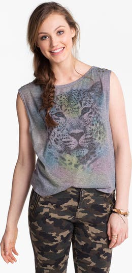 All in Favor Studded Cheetah Graphic Muscle Tee | Nordstrom