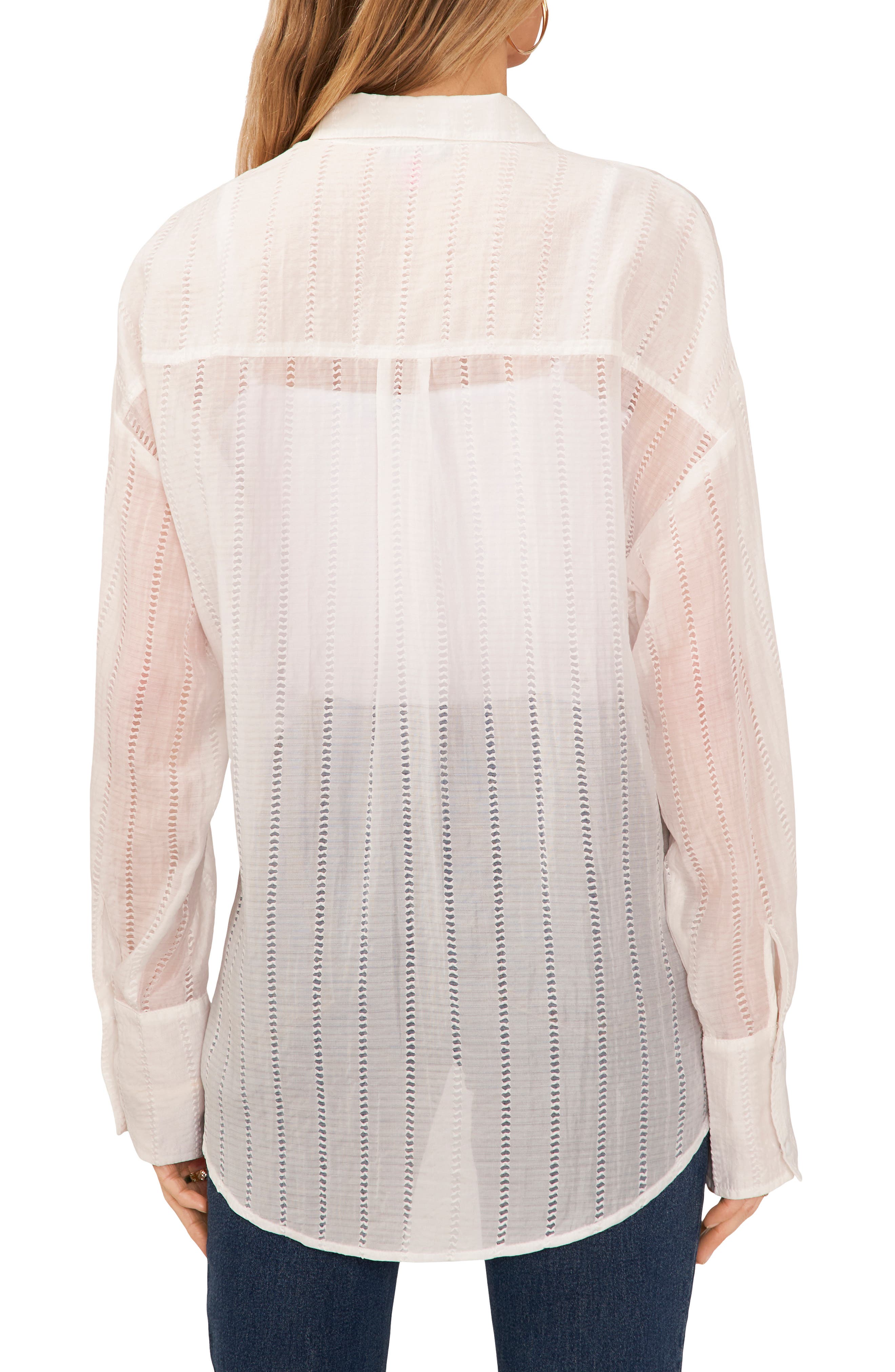 Vince Camuto Oversize Long Sleeve Gauze Button-Up Shirt | Nordstrom
