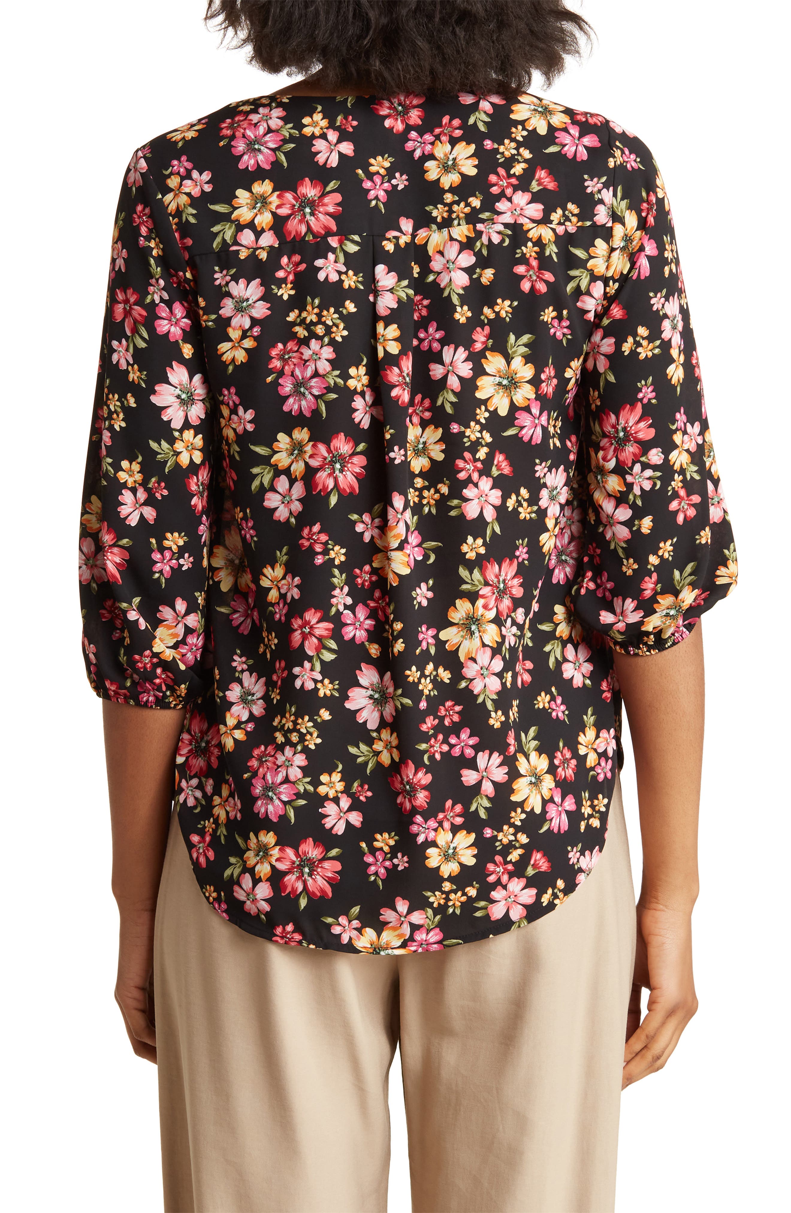 Pleione Animal Print Pleat Balloon Sleeve Blouse | Nordstromrack