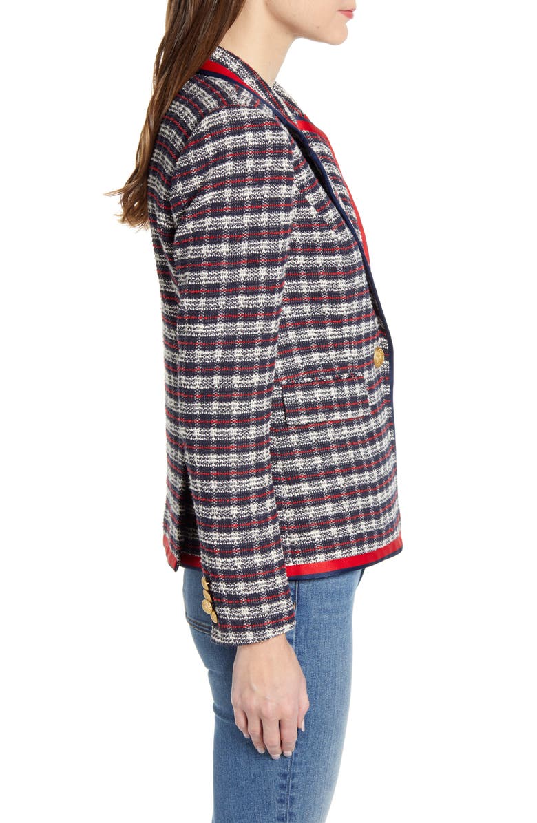 Court & Rowe Satin Trim Plaid Tweed Blazer | Nordstromrack