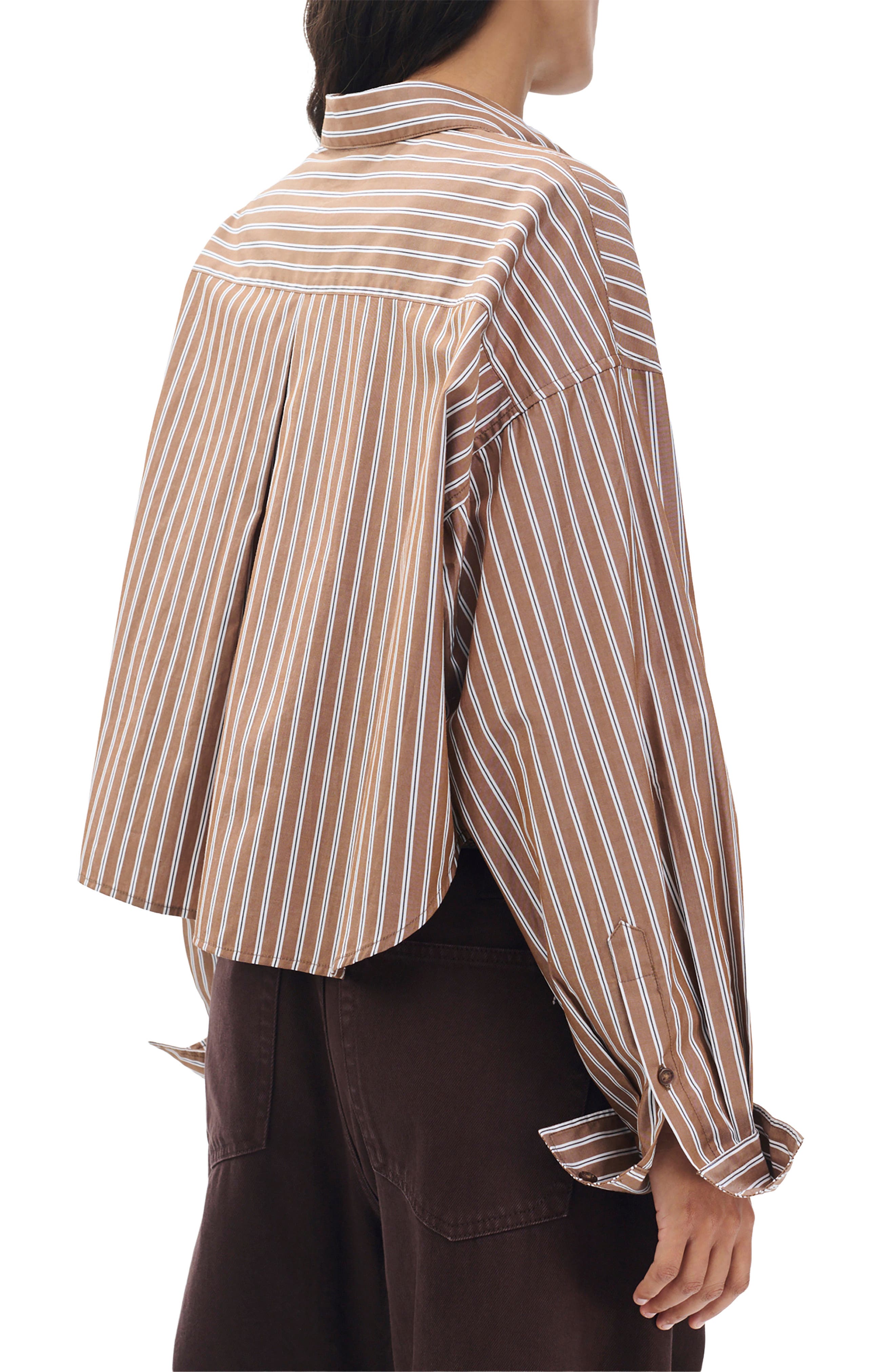 rag & bone Marin Stripe Cotton Crop Button-Up Shirt | Nordstrom