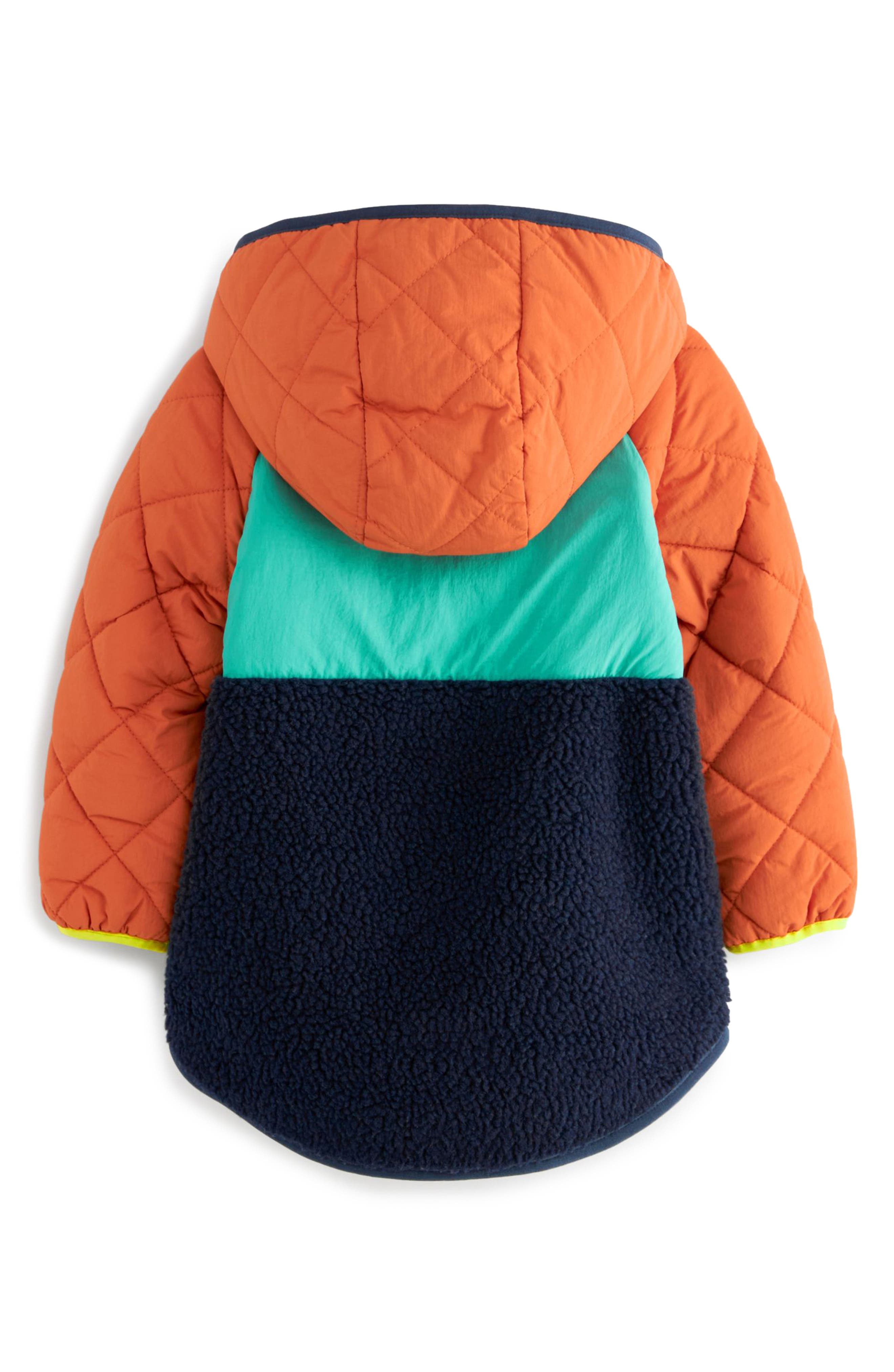 NEXT Kids' Borg Quilted Colorblock Hooded Jacket | Nordstrom