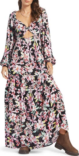 Roxy On Holiday Floral Cutout Long Sleeve Maxi Dress | Nordstromrack