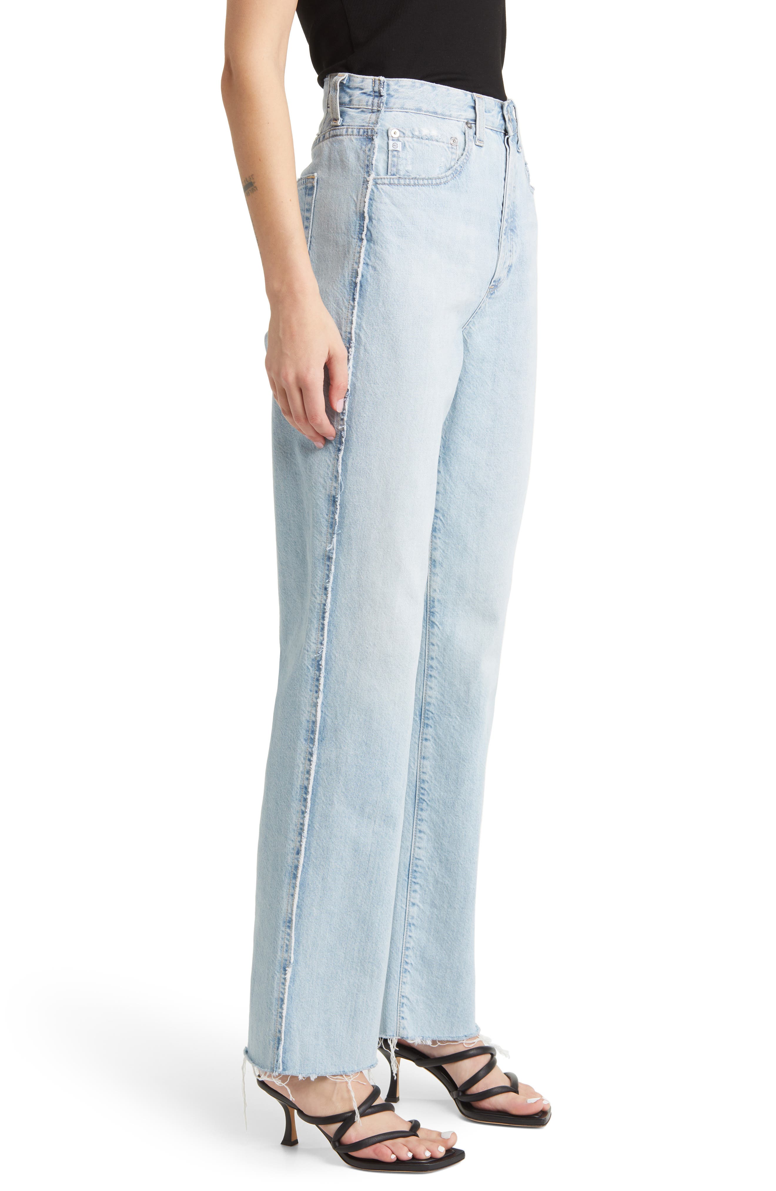 AG Clove Rework High Waist Raw Edge Relaxed Straight Leg Jeans ...