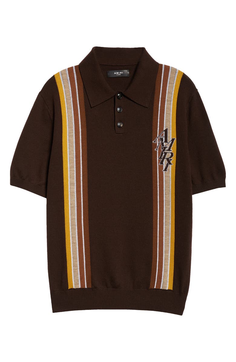 AMIRI Stacked Logo Stripe Wool & Cotton Polo Sweater | Nordstromrack