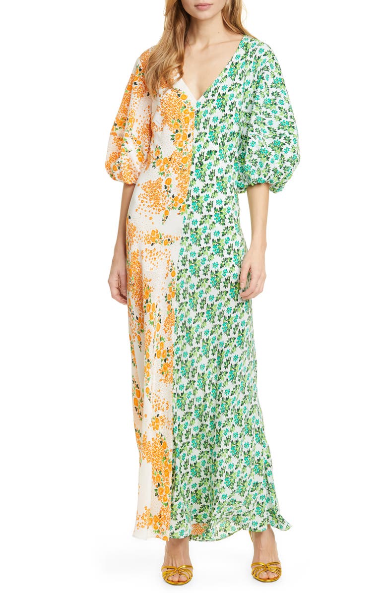 All Things Mochi Rubylyn Split Floral Silk Maxi Dress | Nordstromrack