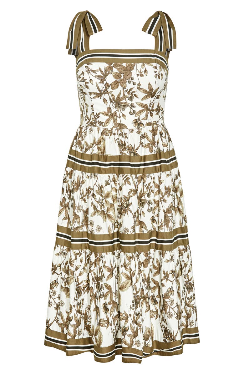 City Chic Alison Border Tie Strap Tiered Midi Sundress | Nordstromrack
