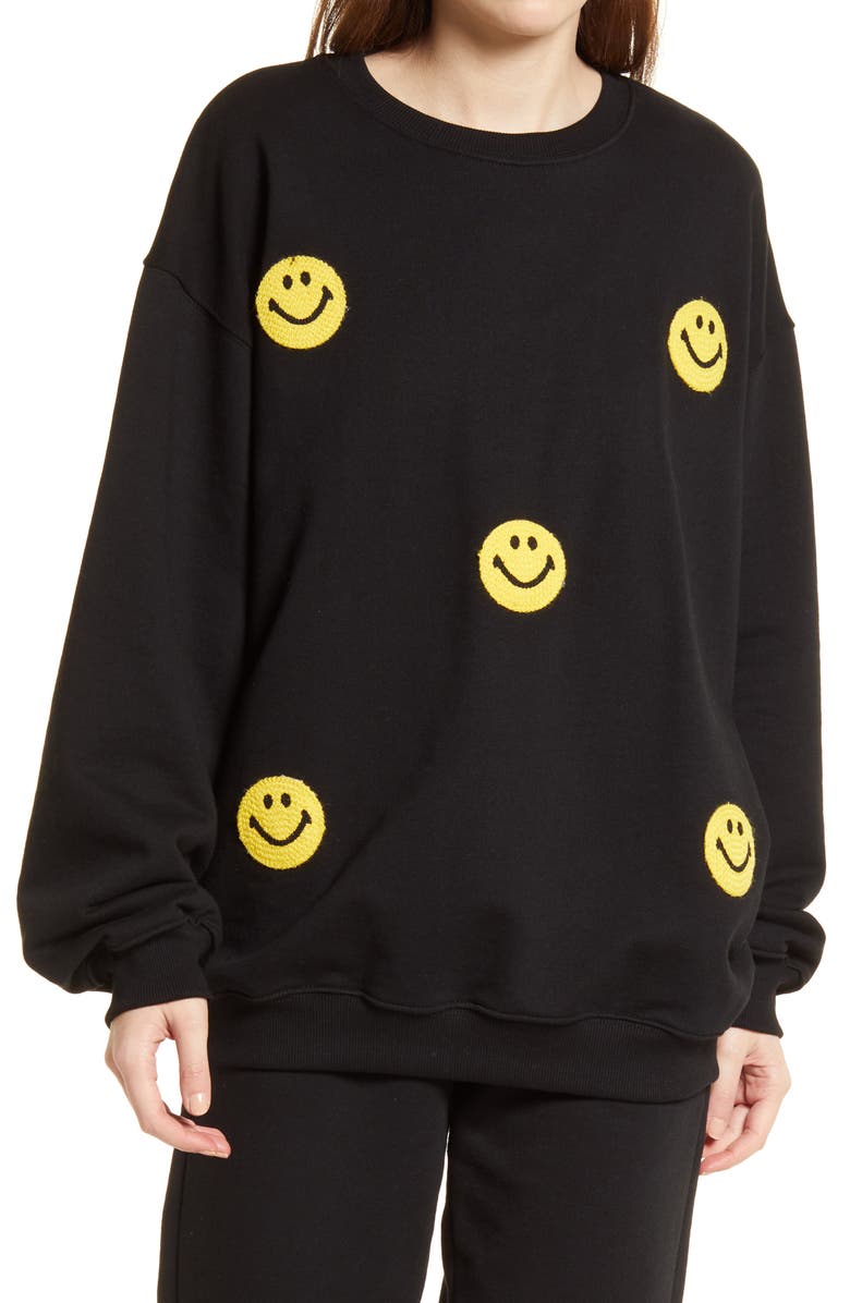 JOSHUAS Smiley® x JOSHUAS Unisex Smiley Face Patch Cotton Fleece ...