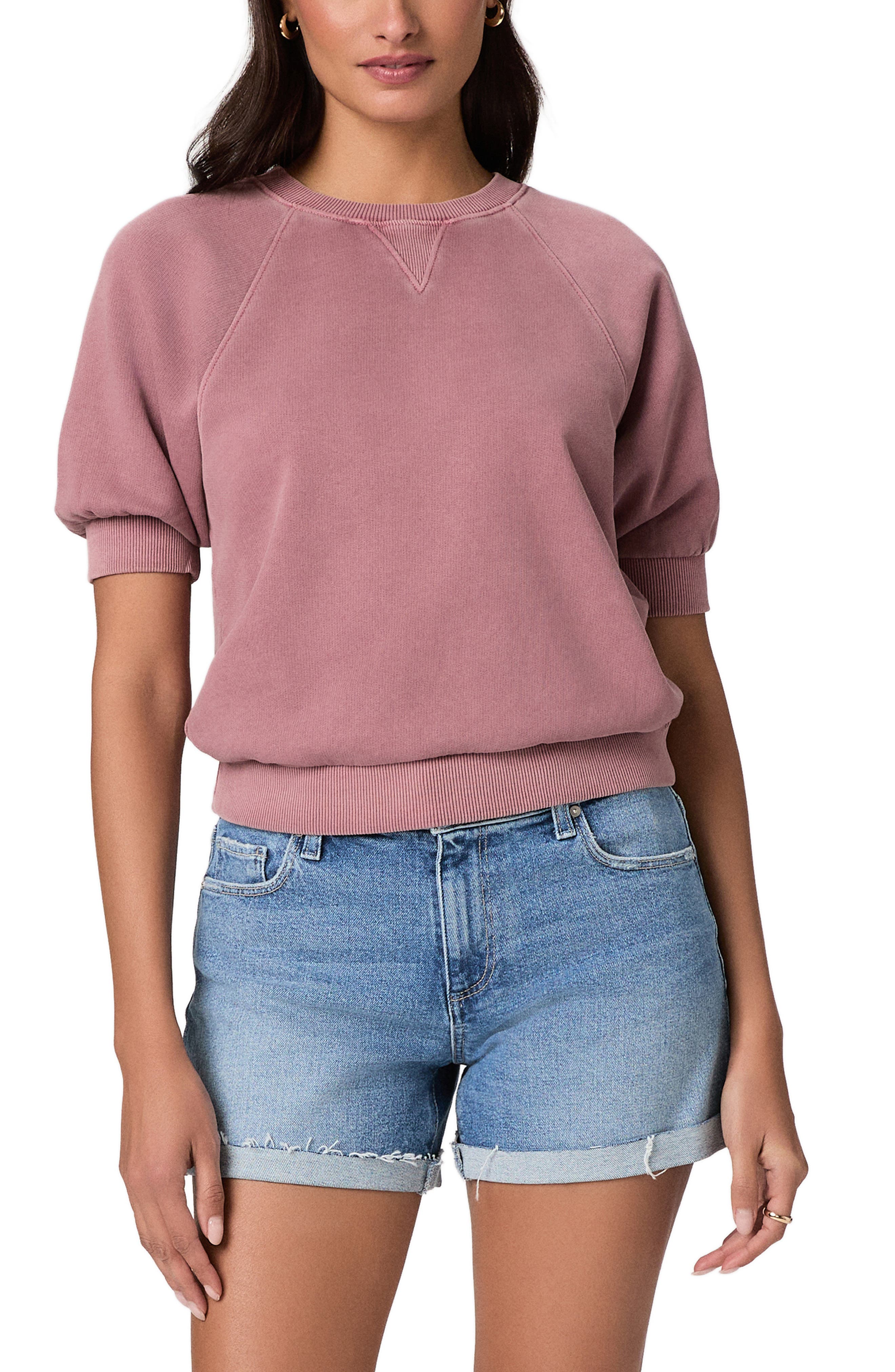 PAIGE Dylan Cuffed Raw Hem Mid Rise Denim Shorts | Nordstrom