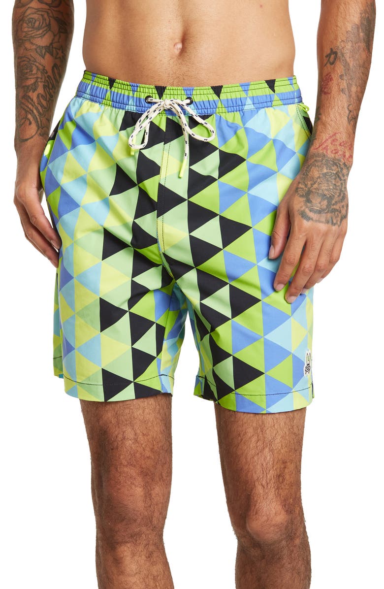 Psycho Bunny Alexander Geo Print Swim Trunks | Nordstrom
