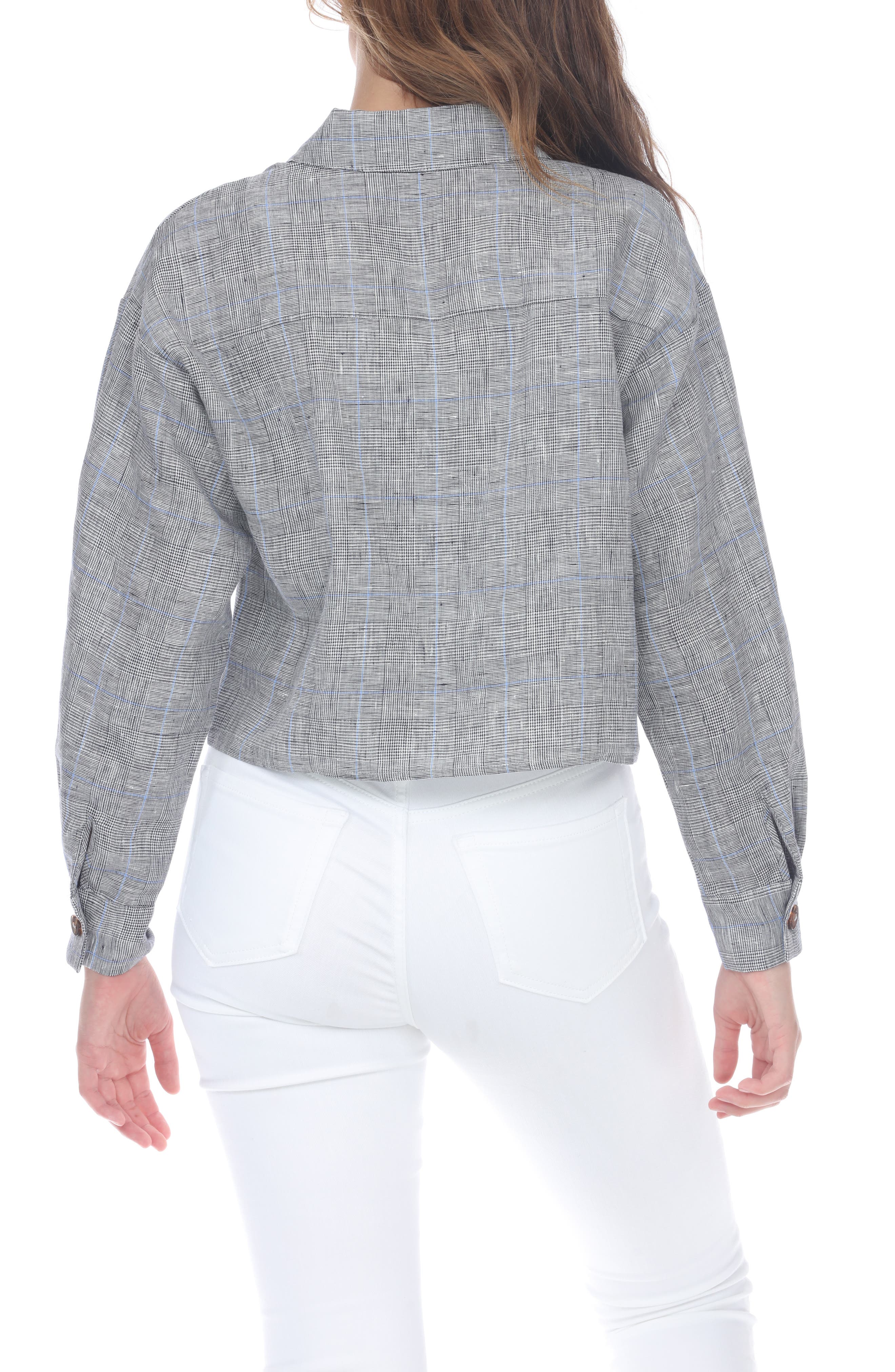 RAIN AND ROSE Button Front Crop Linen Top | Nordstromrack