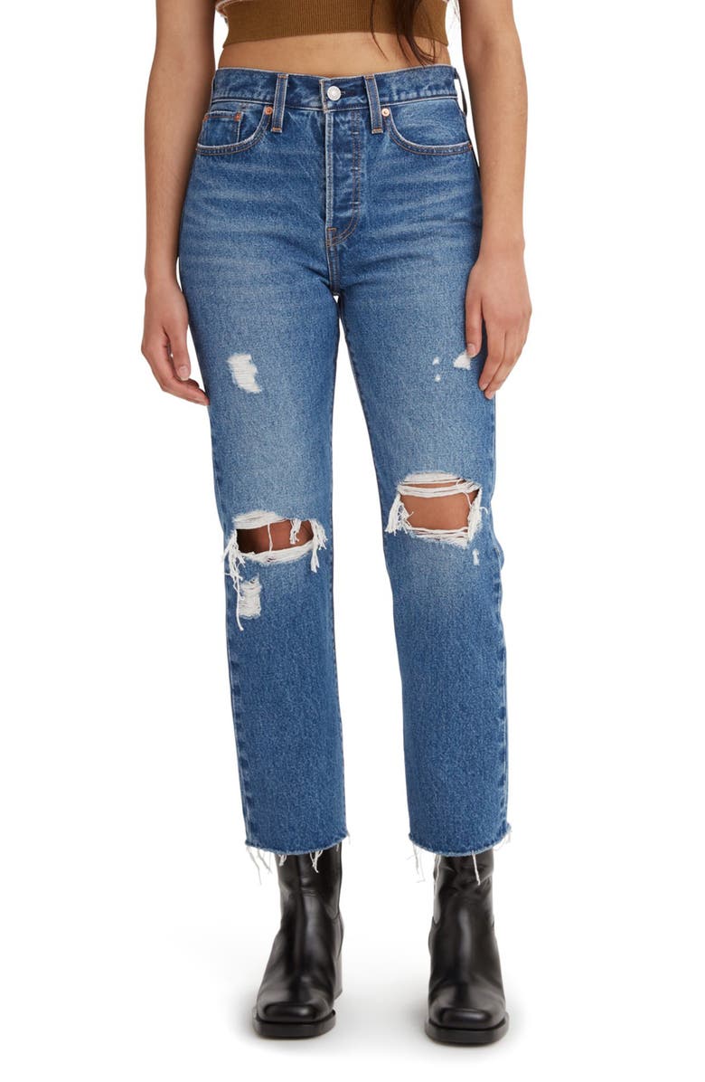 Levi's Wedgie Ripped High Waist Crop Straight Leg Jeans | Nordstrom