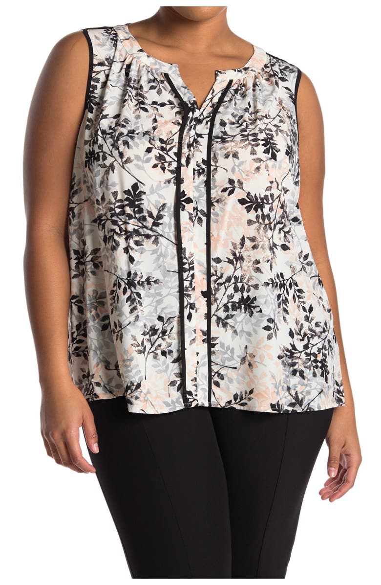 Calvin Klein Split Neck Floral Print Tank | Nordstromrack