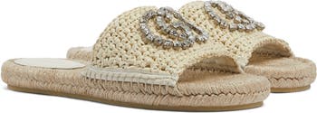Gucci Cora Crystal Logo Espadrille Slide Sandal (Women) | Nordstrom