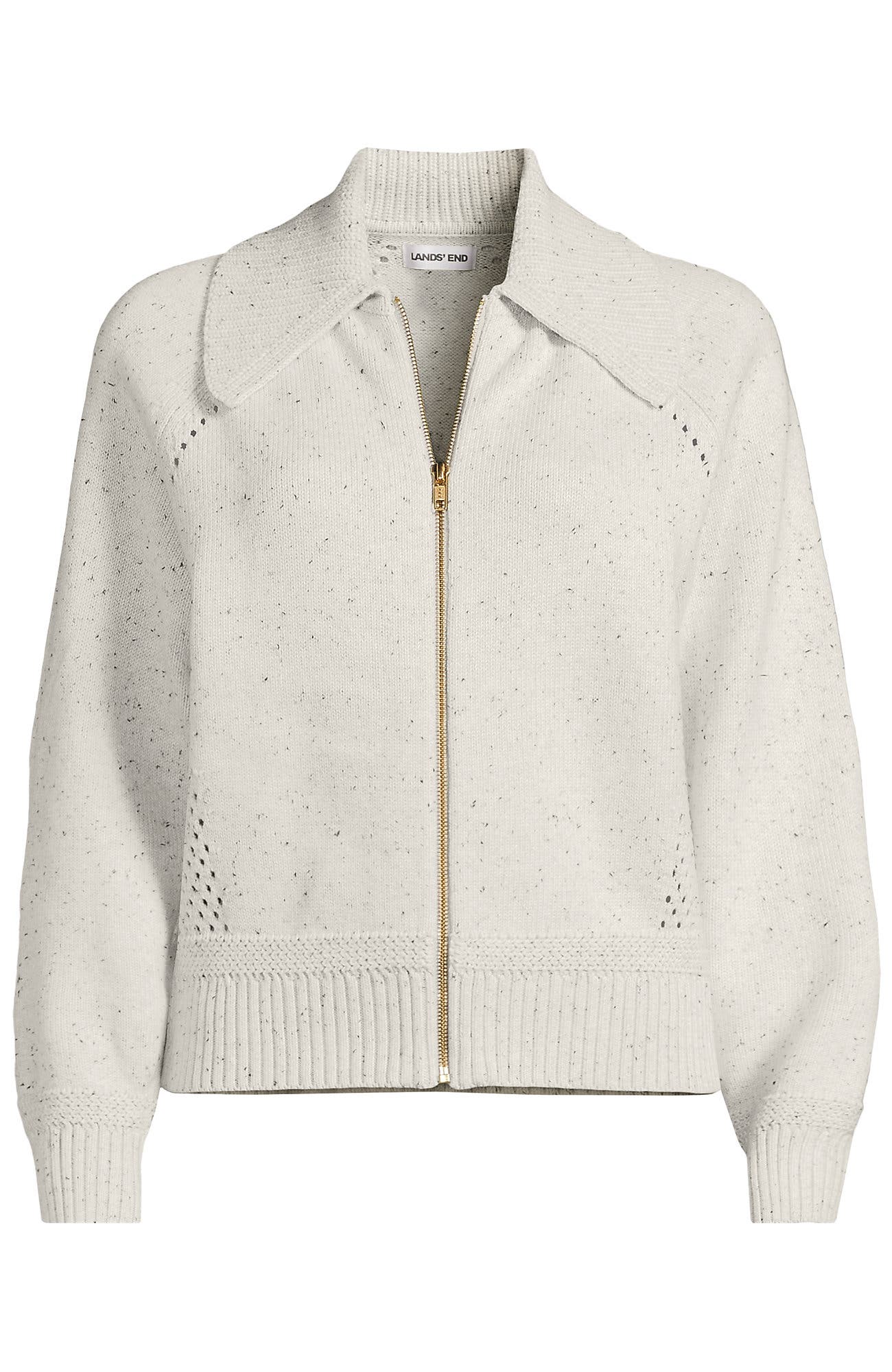 Lands' End Drifter Large Collar Zip Front Cardigan Sweater | Nordstrom