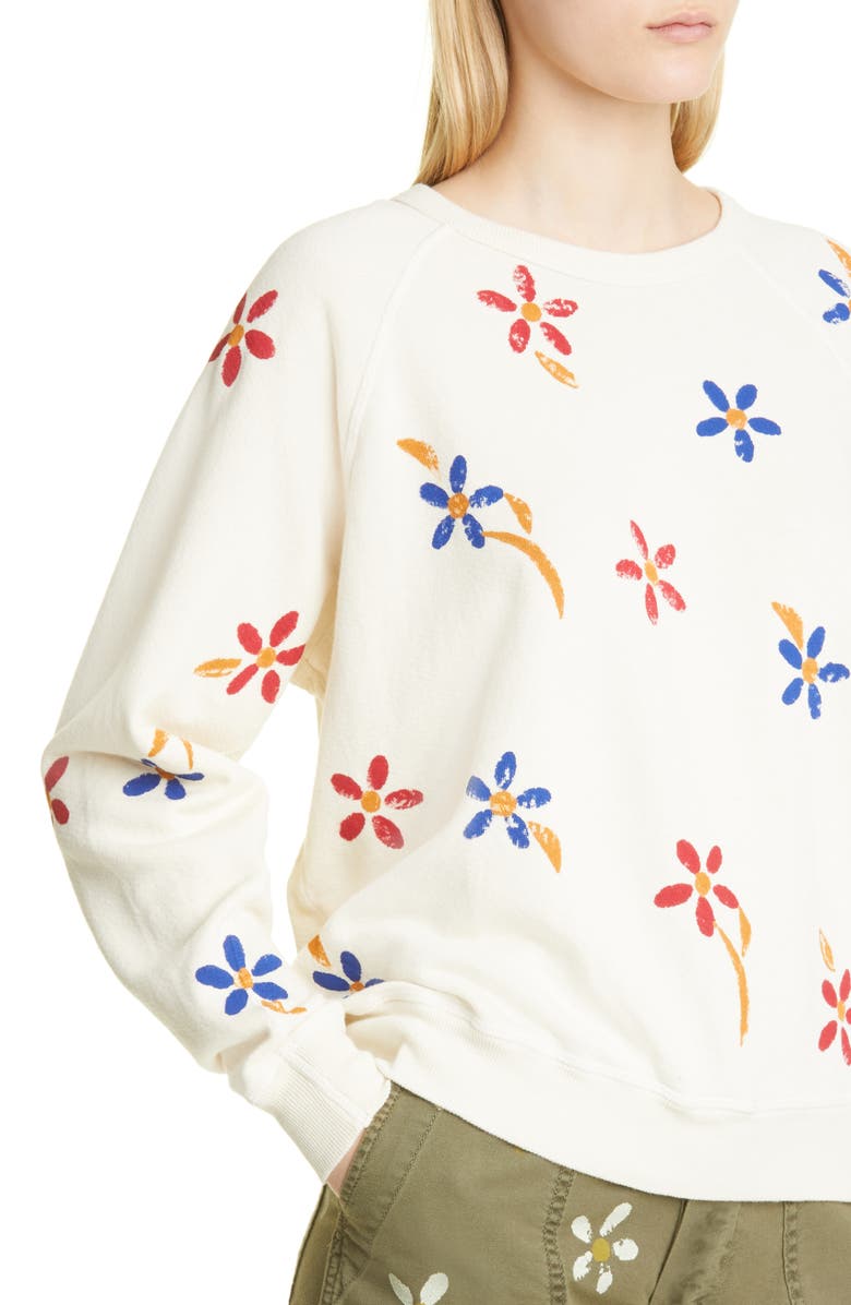 THE GREAT. The College Flower Stamp Cotton Sweatshirt | Nordstrom