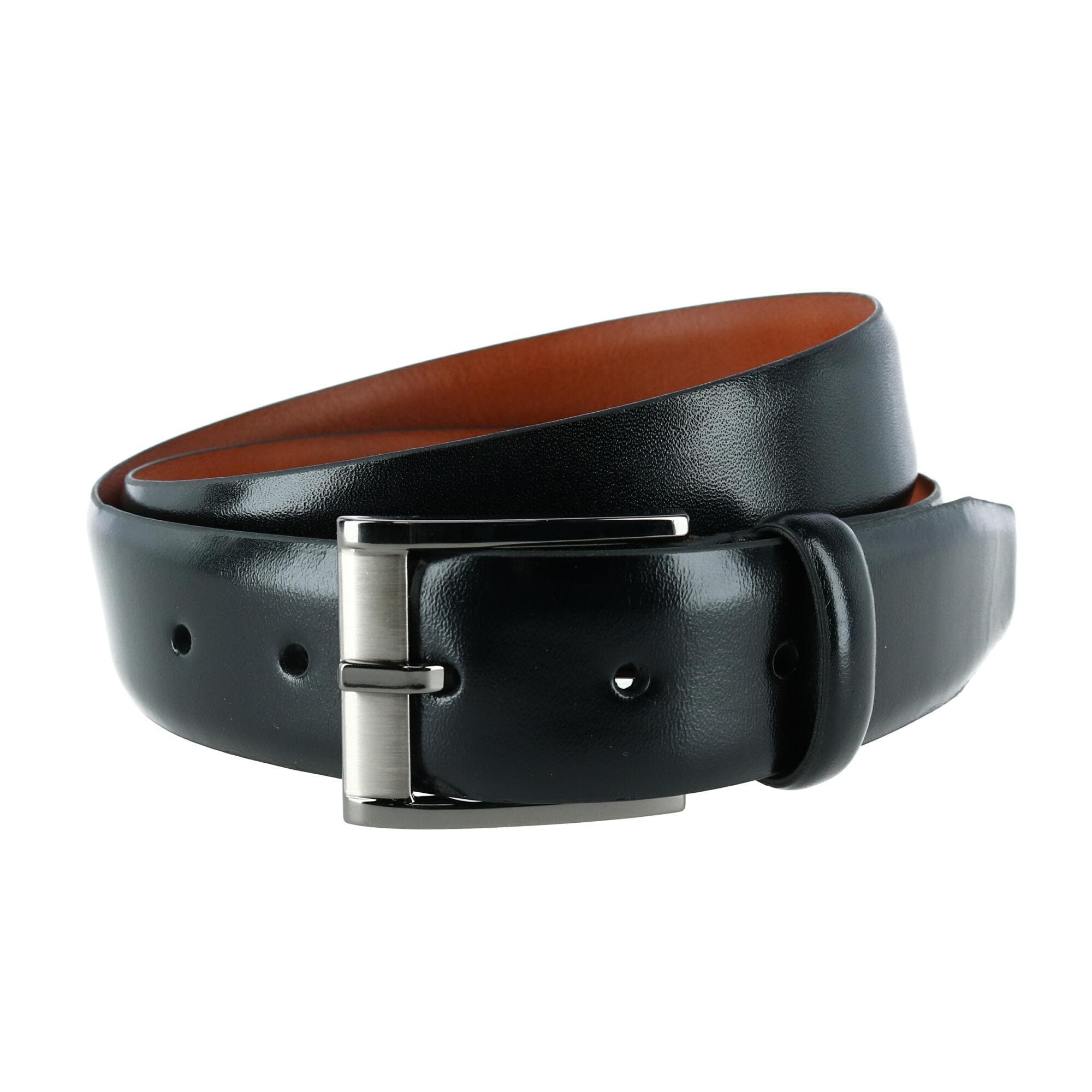 Trafalgar Men's Matteo 35mm Feather Edge Leather Dress Belt with ...