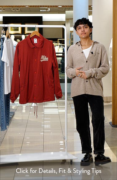 Nike Logo Detail Mesh Coach Jacket | Nordstrom