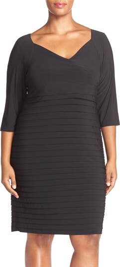 Adrianna Papell Shutter Pleat V-Neck Sheath Dress | Nordstrom