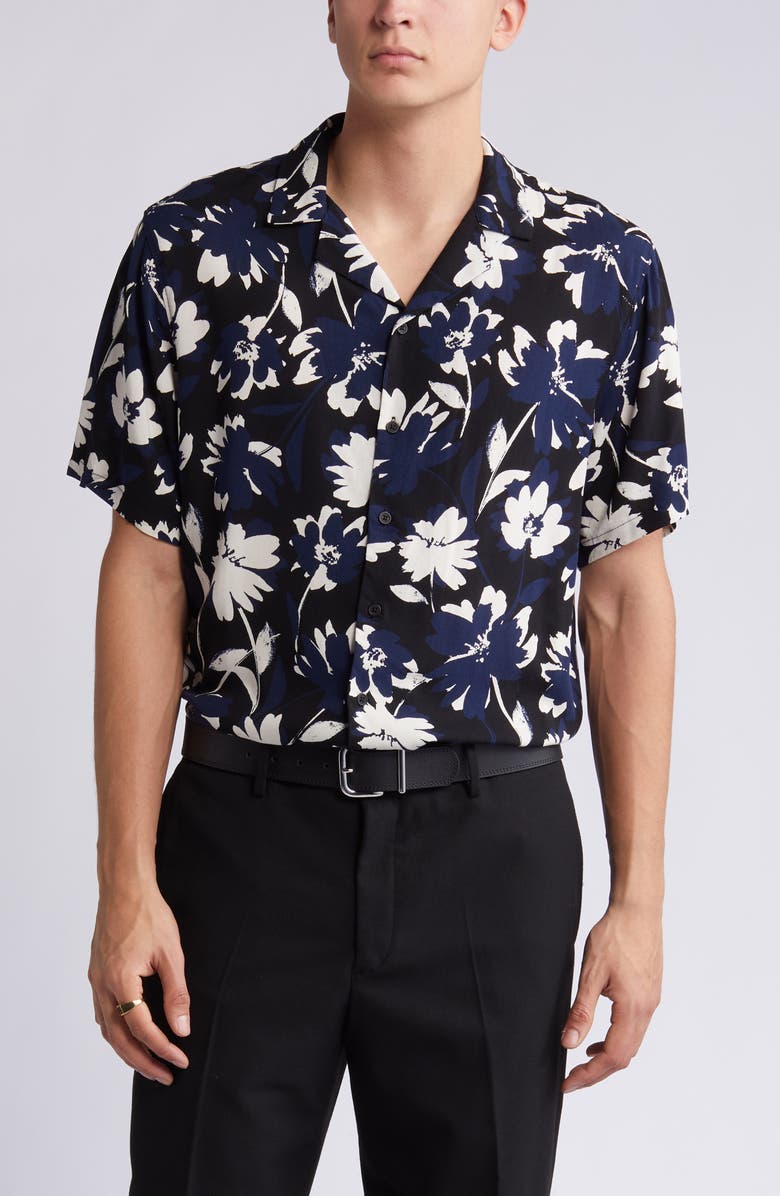Open Edit Moody Daisy Relaxed Fit Camp Shirt | Nordstrom