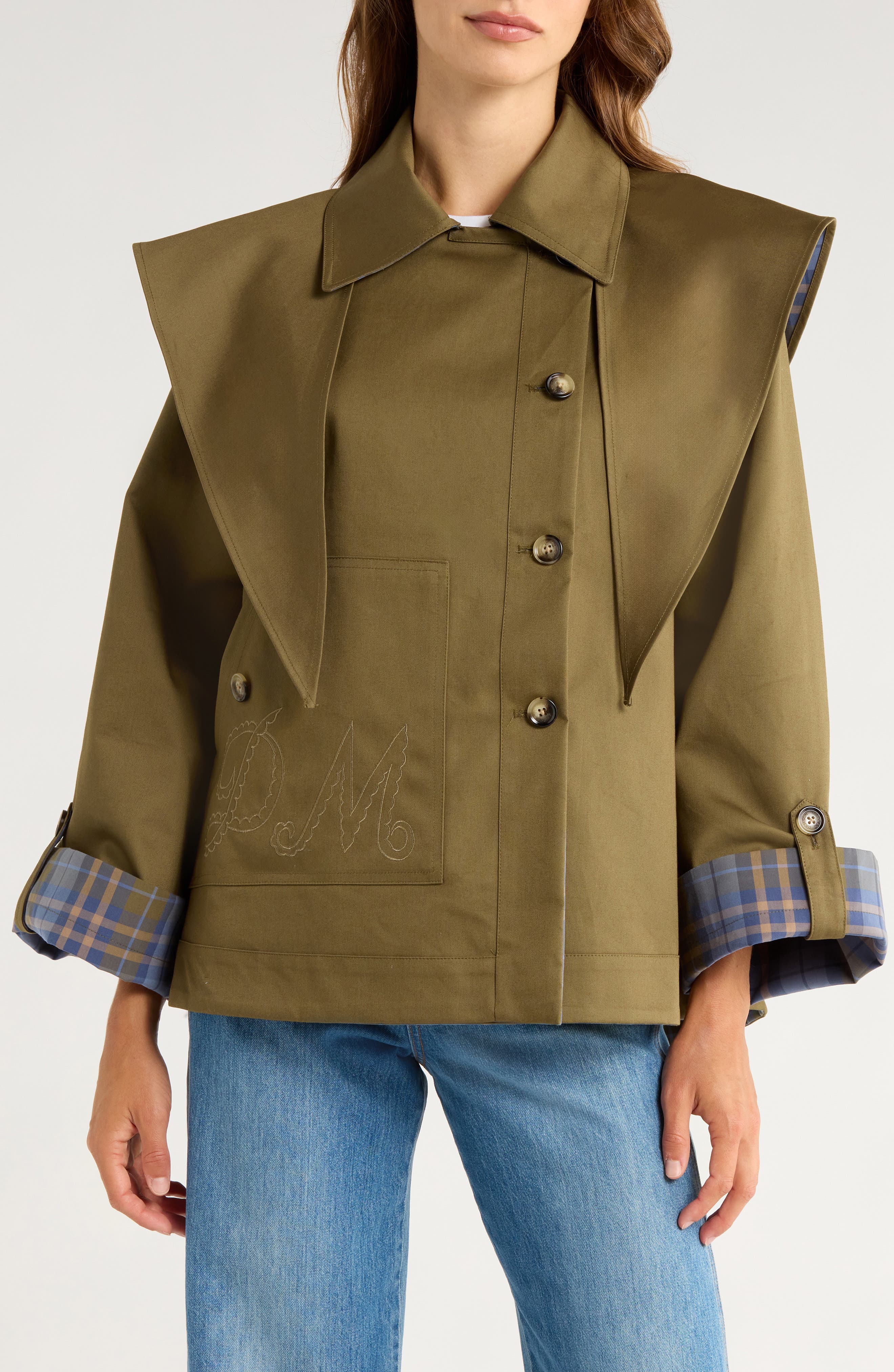 Damson Madder Jerry Reversible Crop Organic Cotton Trench Coat | Nordstrom
