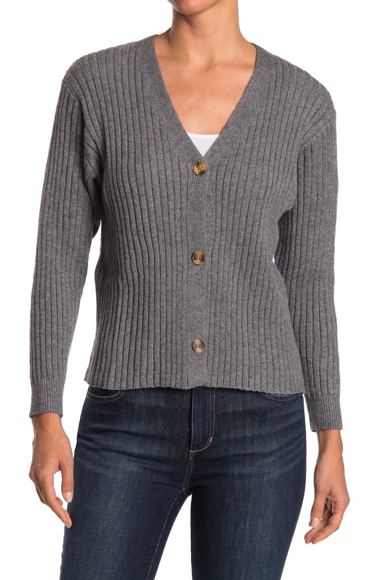 Pleione Ribbed Button Front Cardigan | Nordstromrack