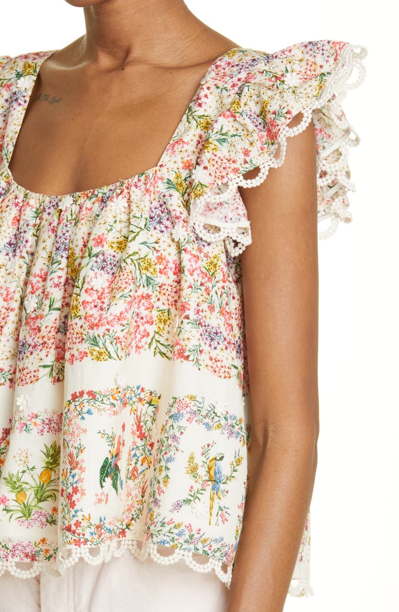 FARM Rio Delicate Forest Scarf Print Cotton Top | Nordstromrack