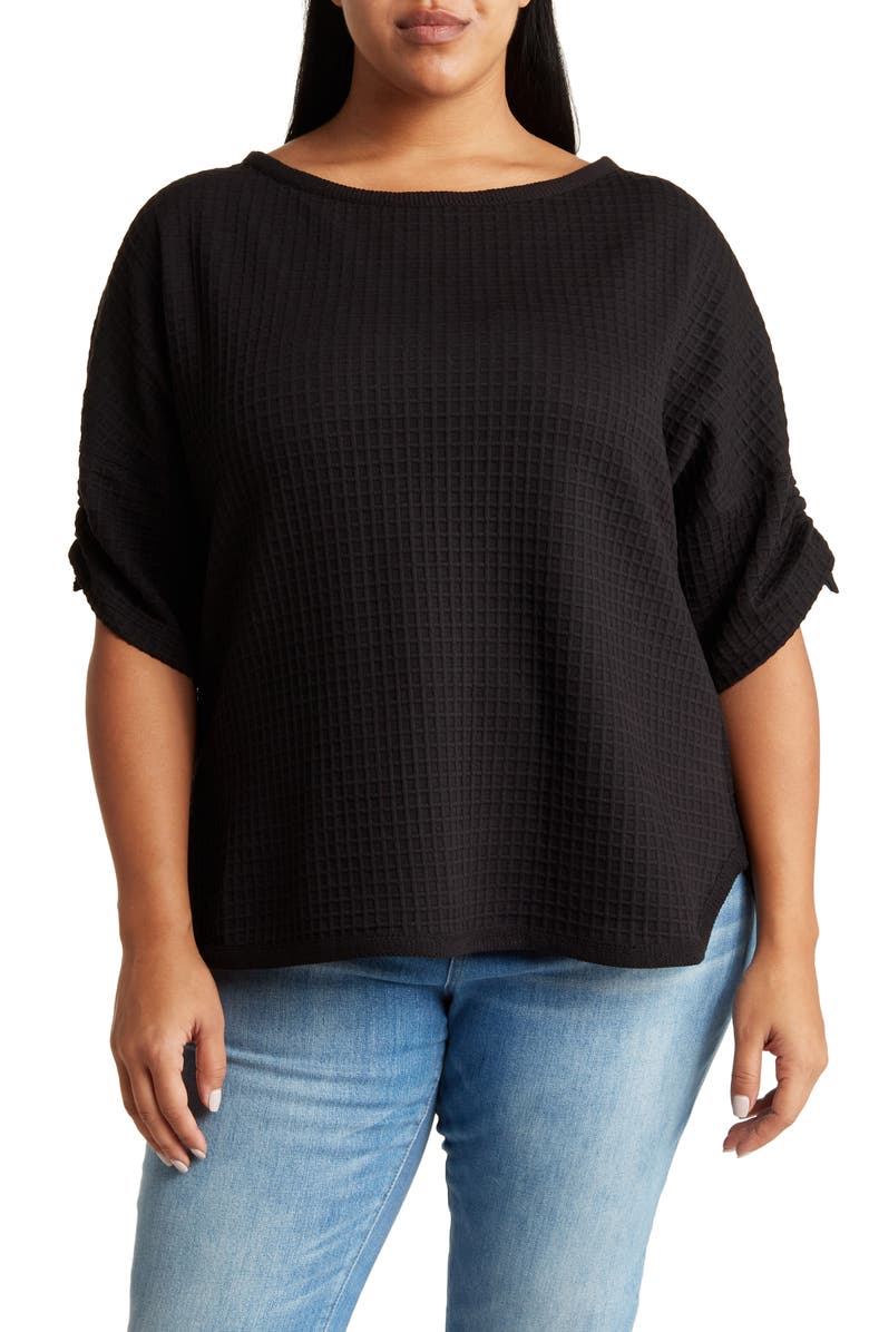 MAX STUDIO Waffle Knit Ruched Top | Nordstromrack