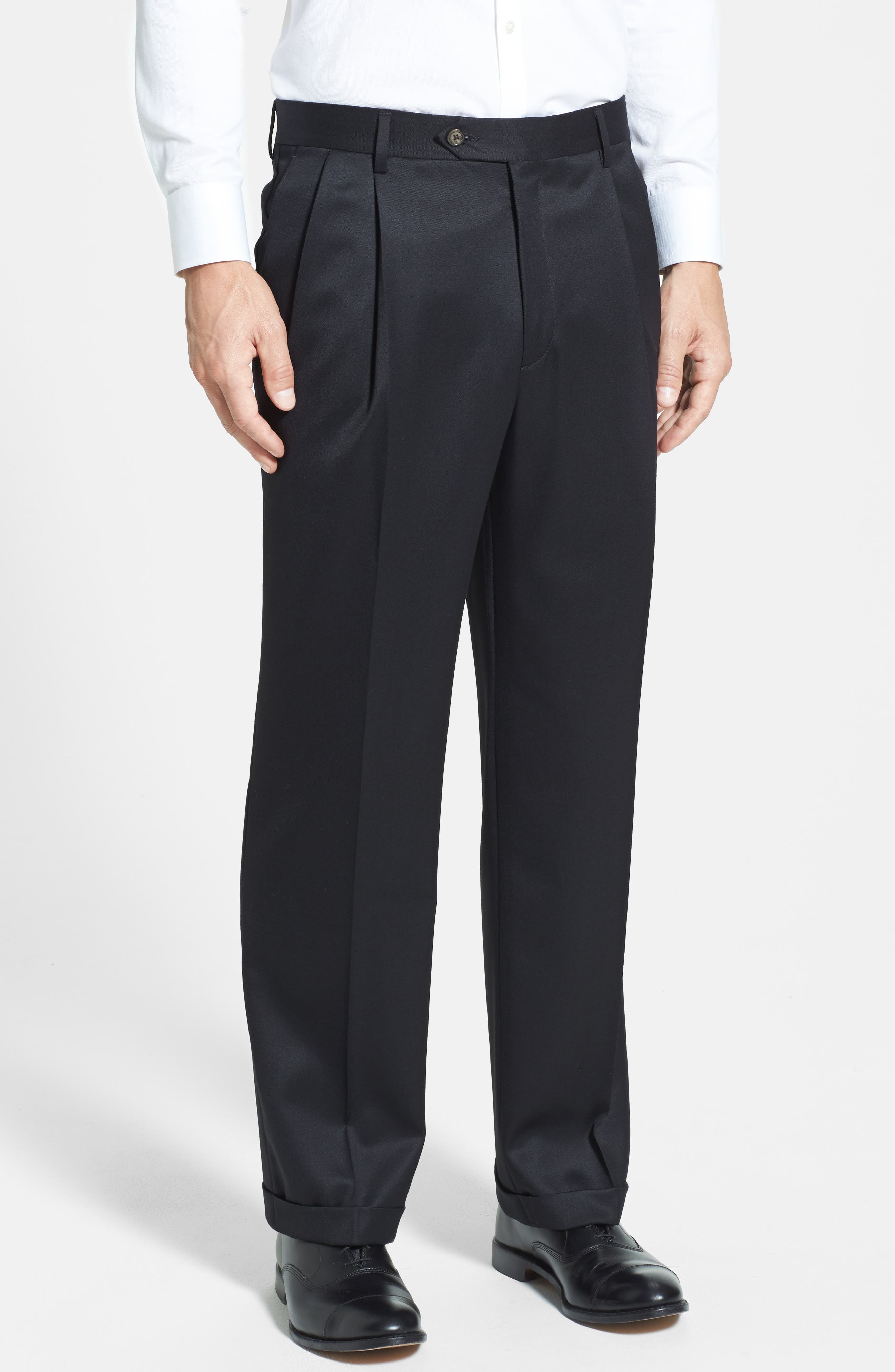 Berle Pleated Classic Fit Wool Gabardine Dress Pants | Nordstrom