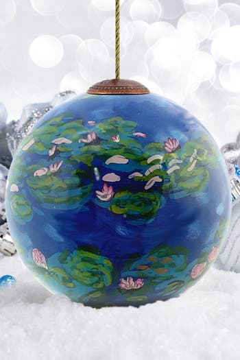 OVERSTOCK ART "Water Lilies" Claude Monet Hand Painted Glass Ornament ...