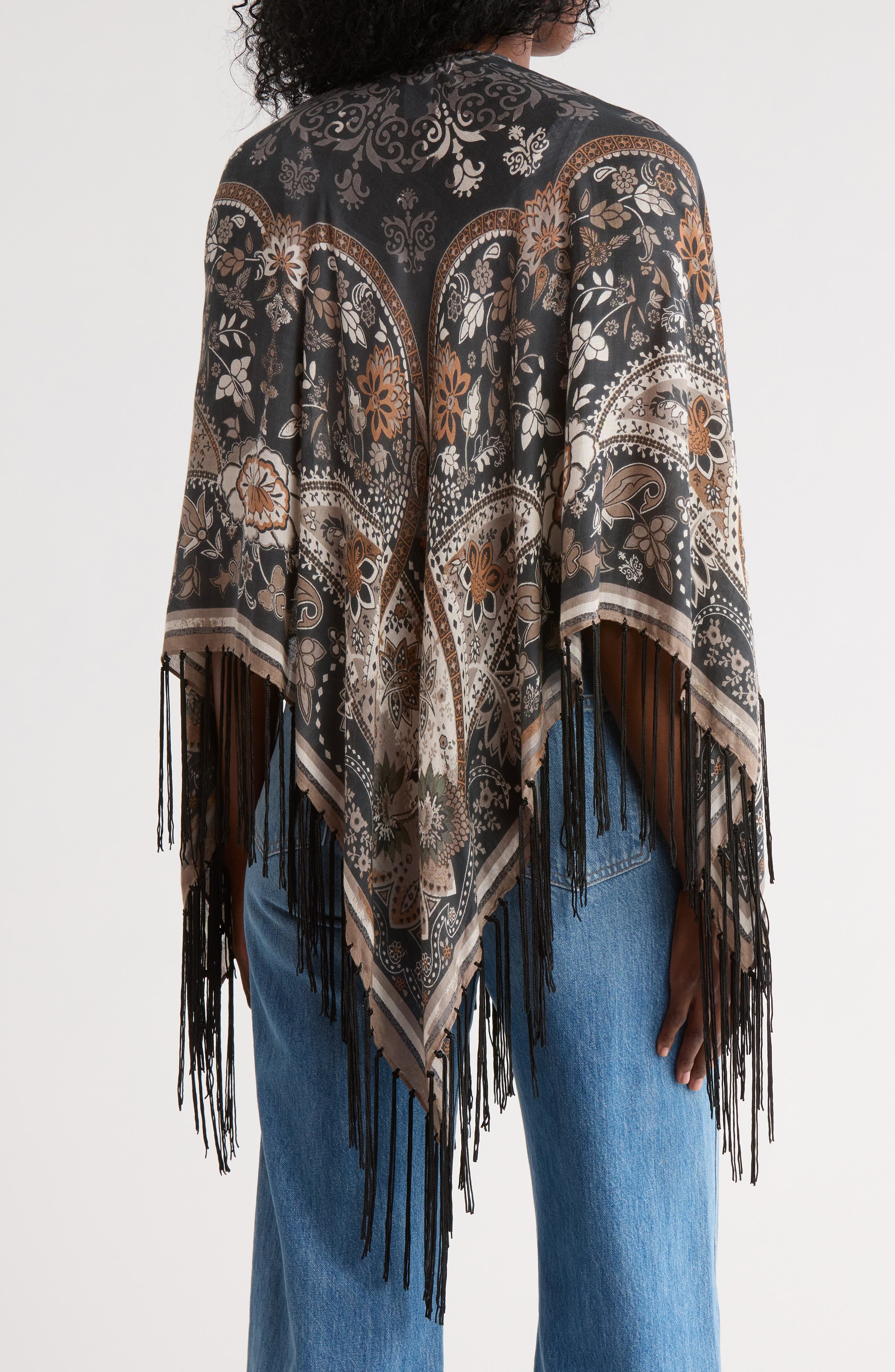 BCBG Floral Fringe Cape | Nordstromrack