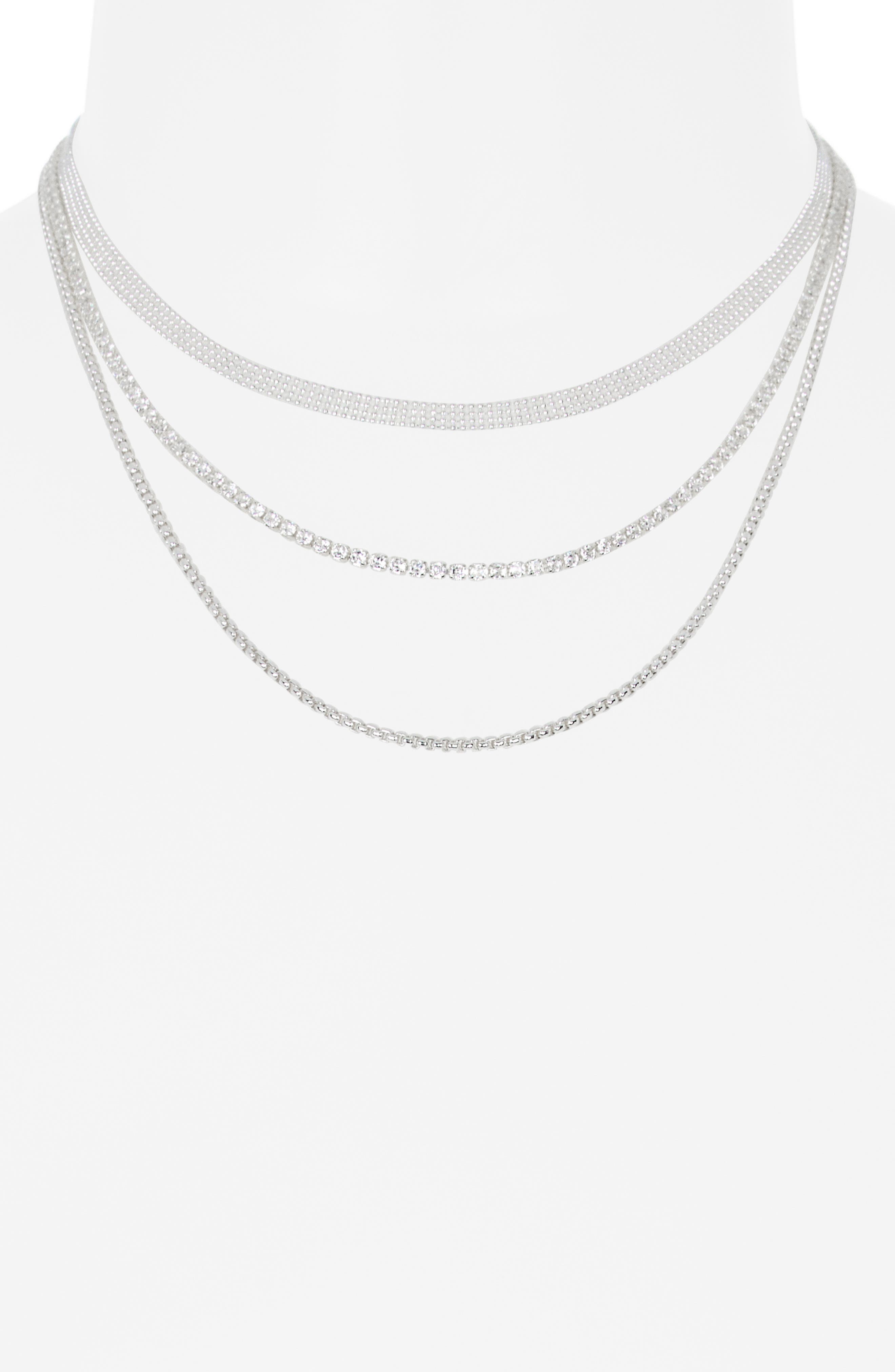 NORDSTROM RACK Set of 3 Mesh, Box Chain & Cubic Zirconia Tennis ...