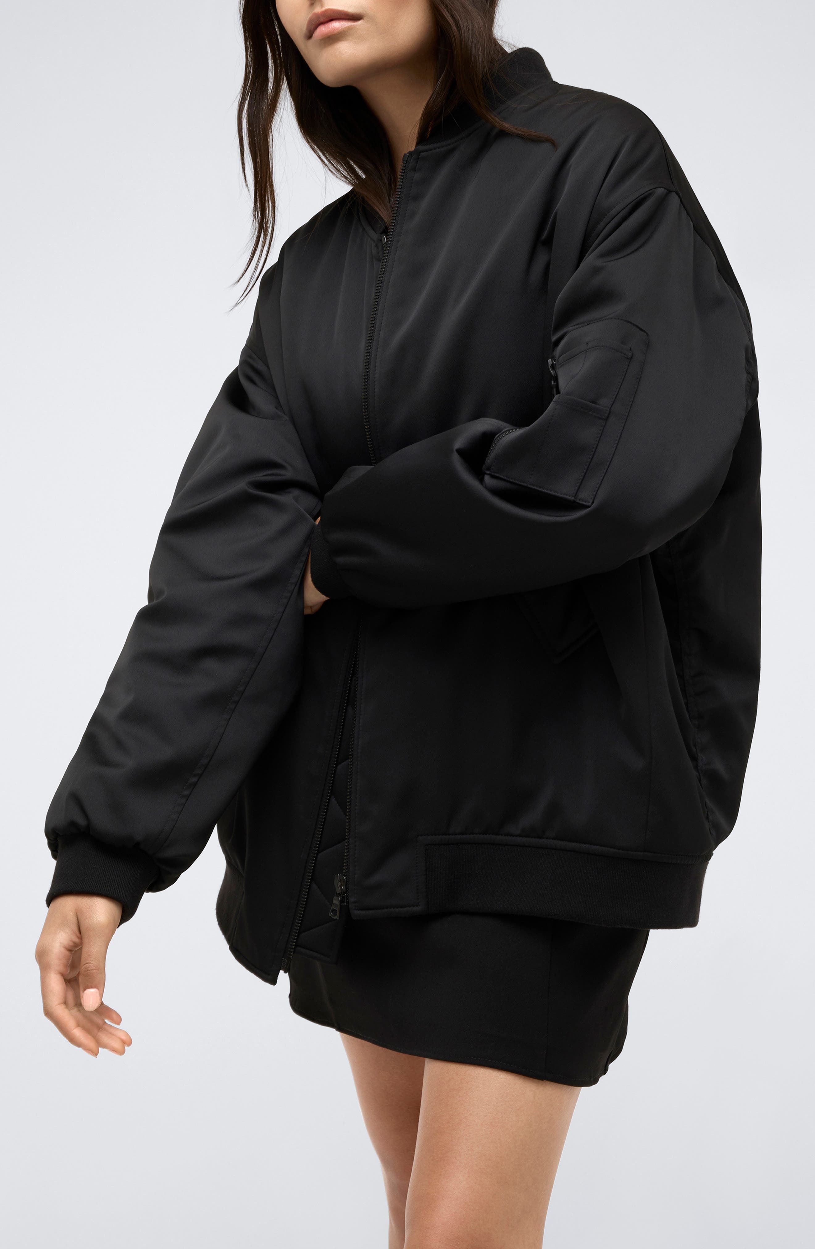 Kenneth Cole Oversize Satin Bomber Jacket | Nordstrom