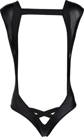 Hauty Open Bust Faux Leather Teddy | Nordstrom