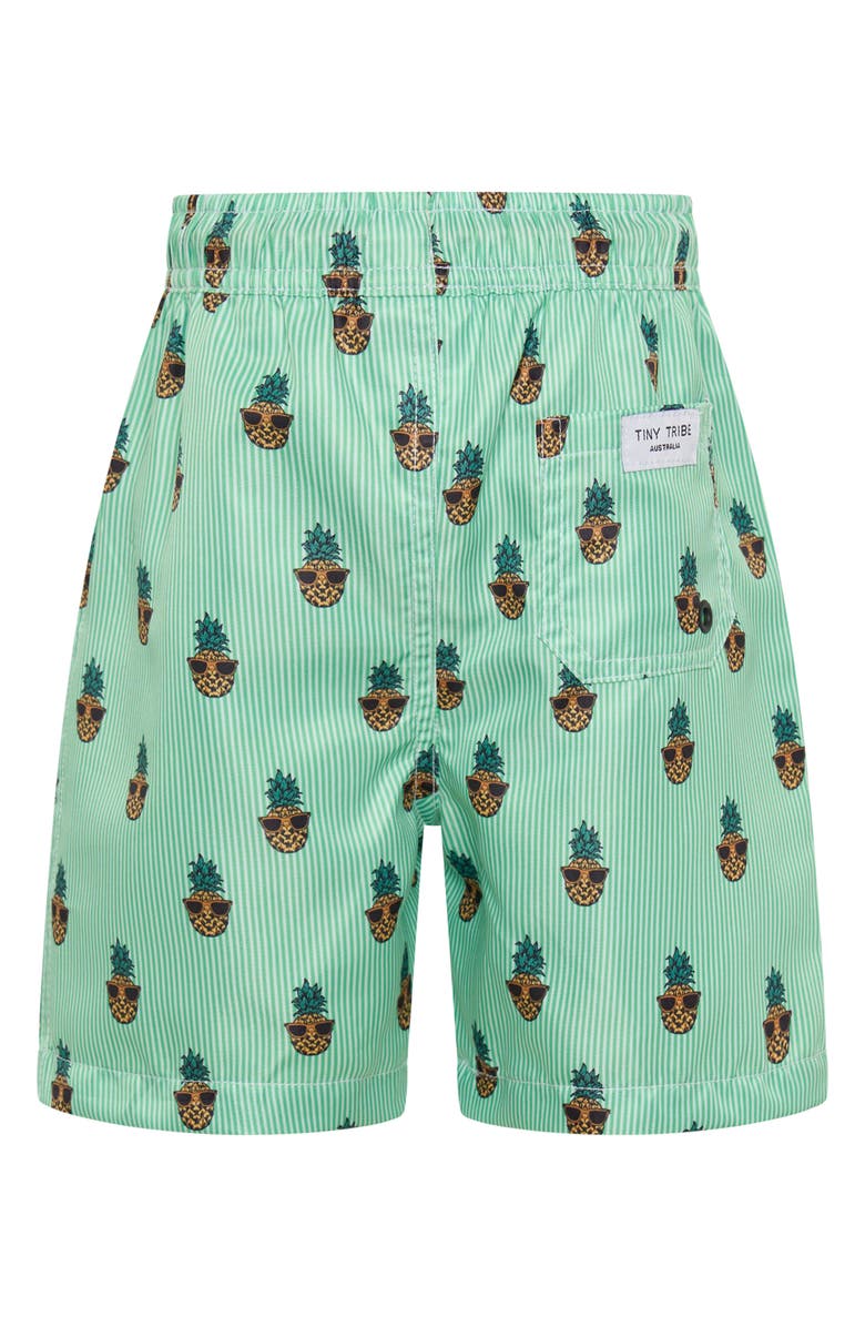 TINY TRIBE Kids' Pineapple Stripe Swim Trunks | Nordstromrack