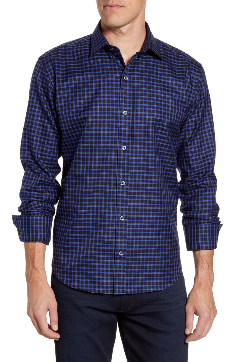 Bugatchi Shaped Fit Check Button-Up Sport Shirt | Nordstrom