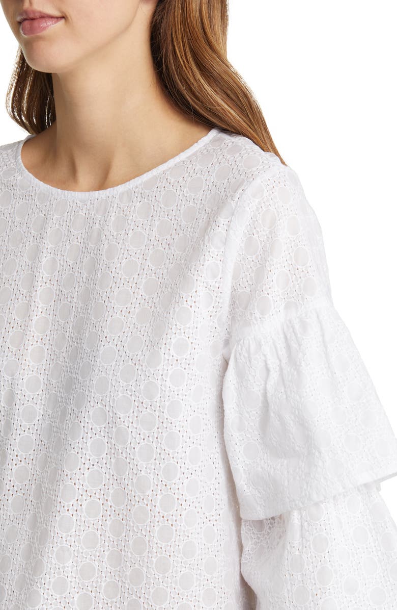 Masai Copenhagen Drea Ruffle Sleeve Cotton Eyelet Top | Nordstromrack