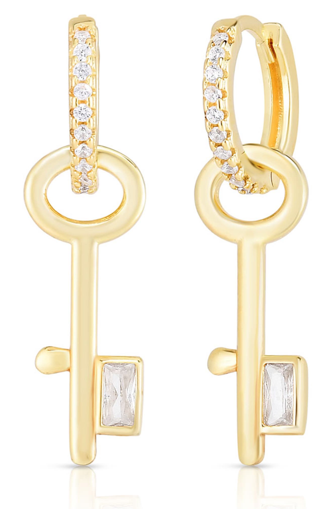 SPHERA MILANO 14K Gold Plated Sterling Silver & CZ Key Dangle Earrings ...