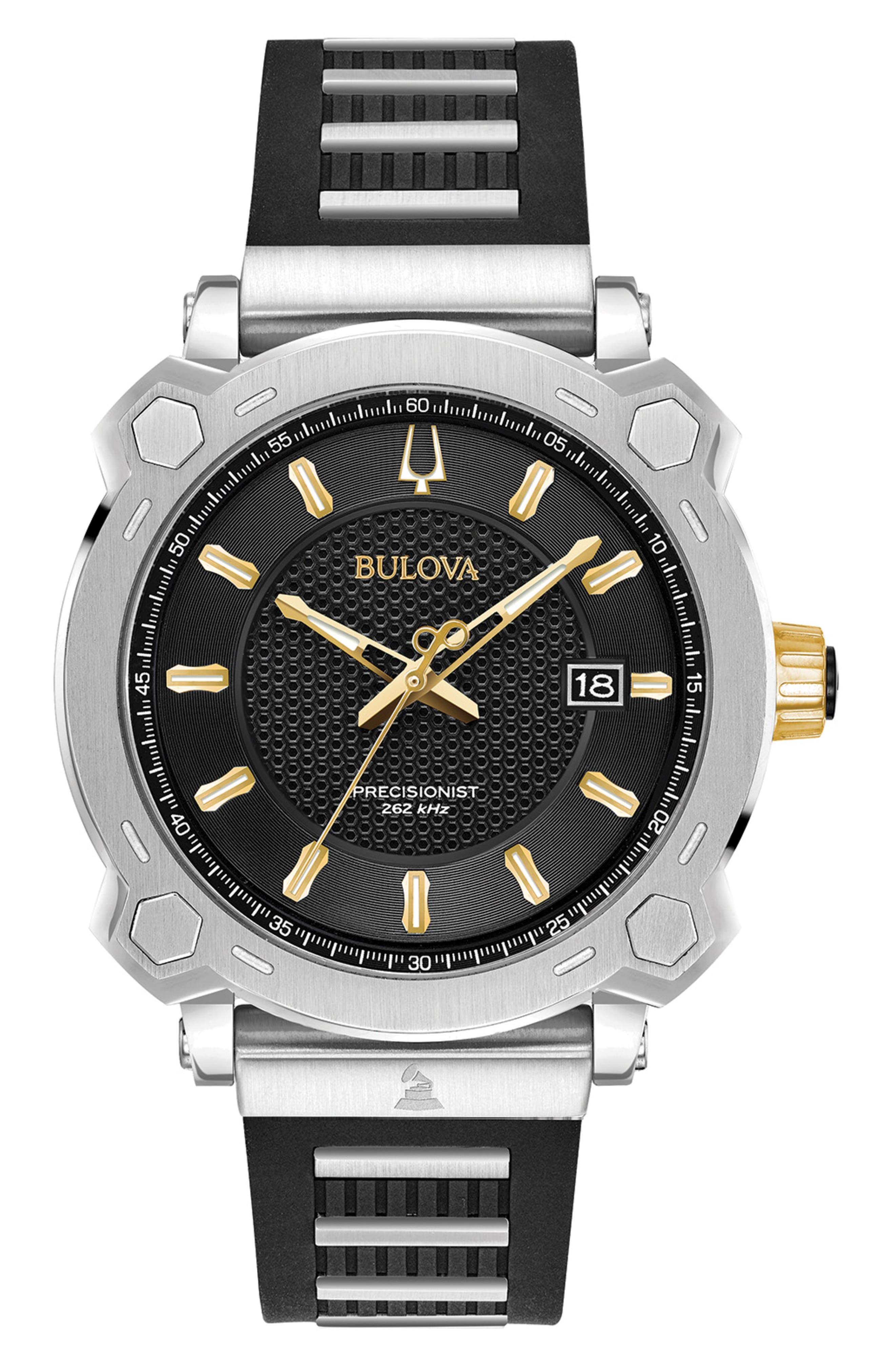 BULOVA Grammy Edition Precisionist Silicone Strap Quartz Watch, 41mm ...
