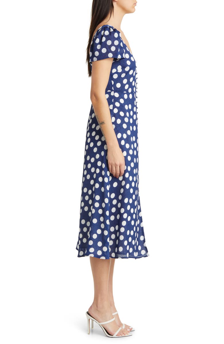 Charles Henry Button Front Crinkled Crepe Midi Dress | Nordstromrack