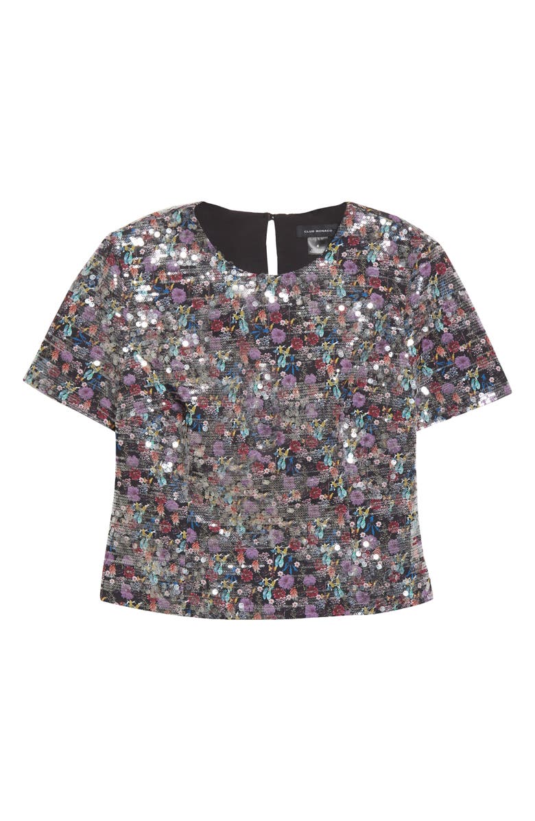Club Monaco Floral Sequin Top | Nordstrom