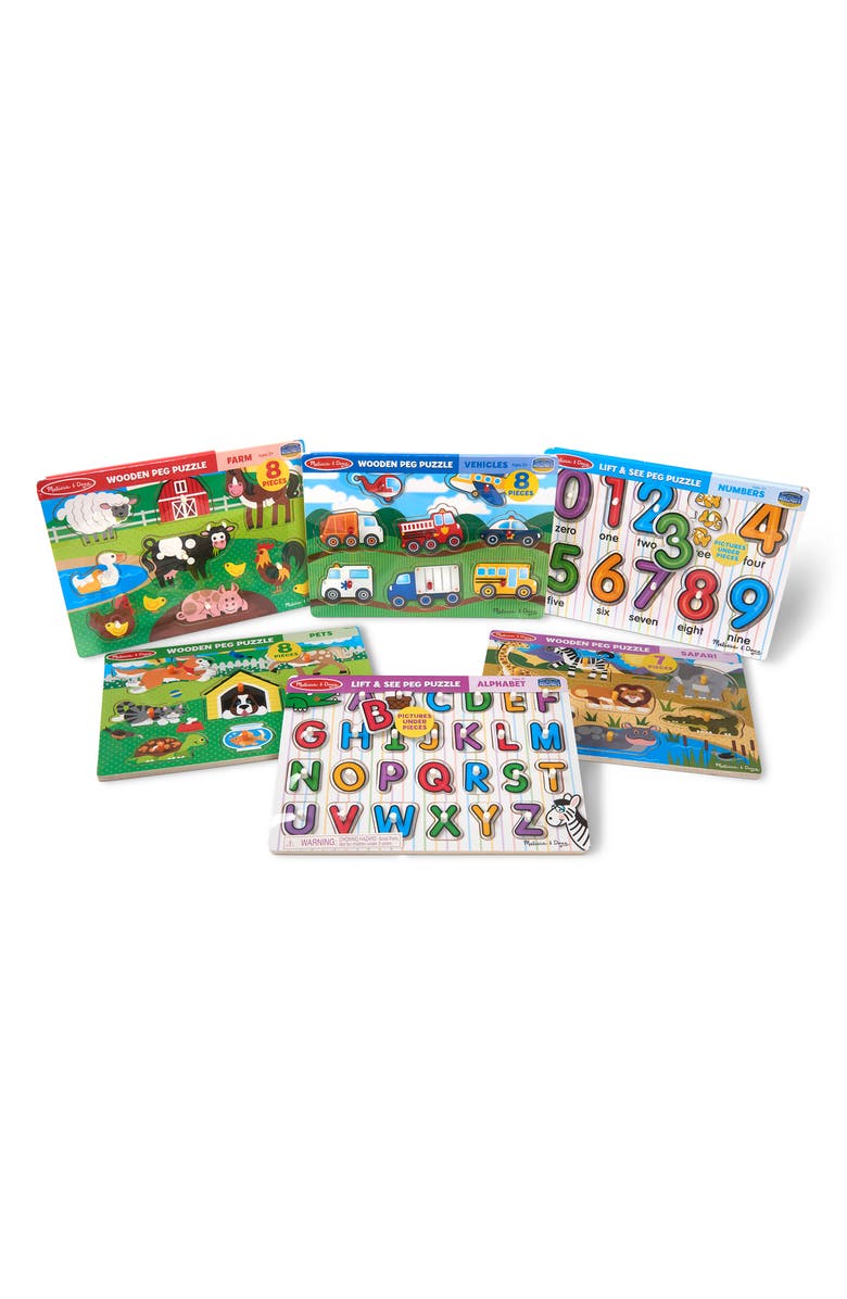 Melissa & Doug Wooden Peg Puzzles - Set of 6 | Nordstromrack