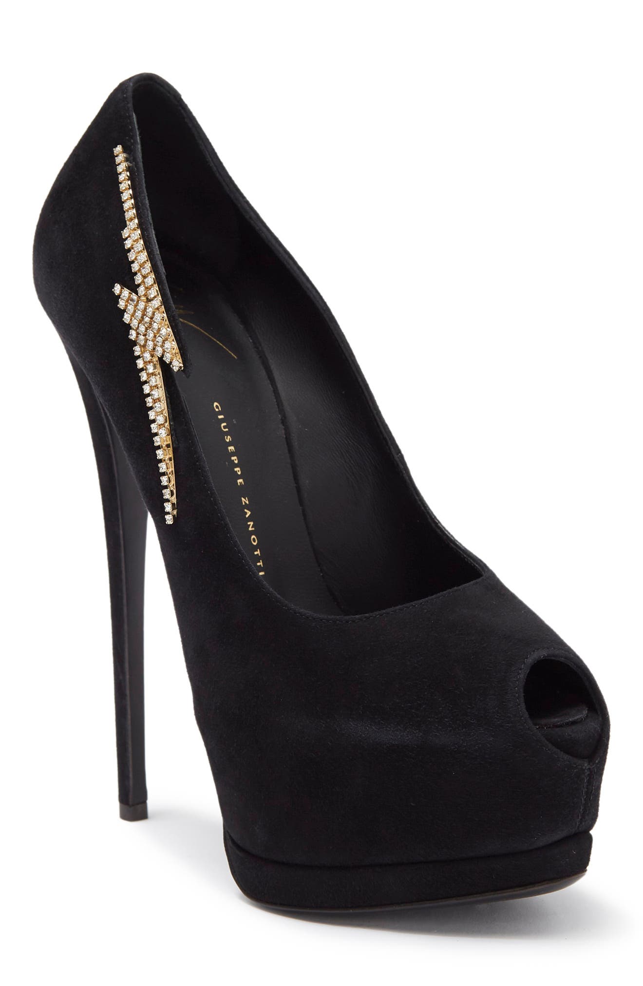 Giuseppe Zanotti Lightning Bolt Peep Toe Stiletto Pump (Women ...