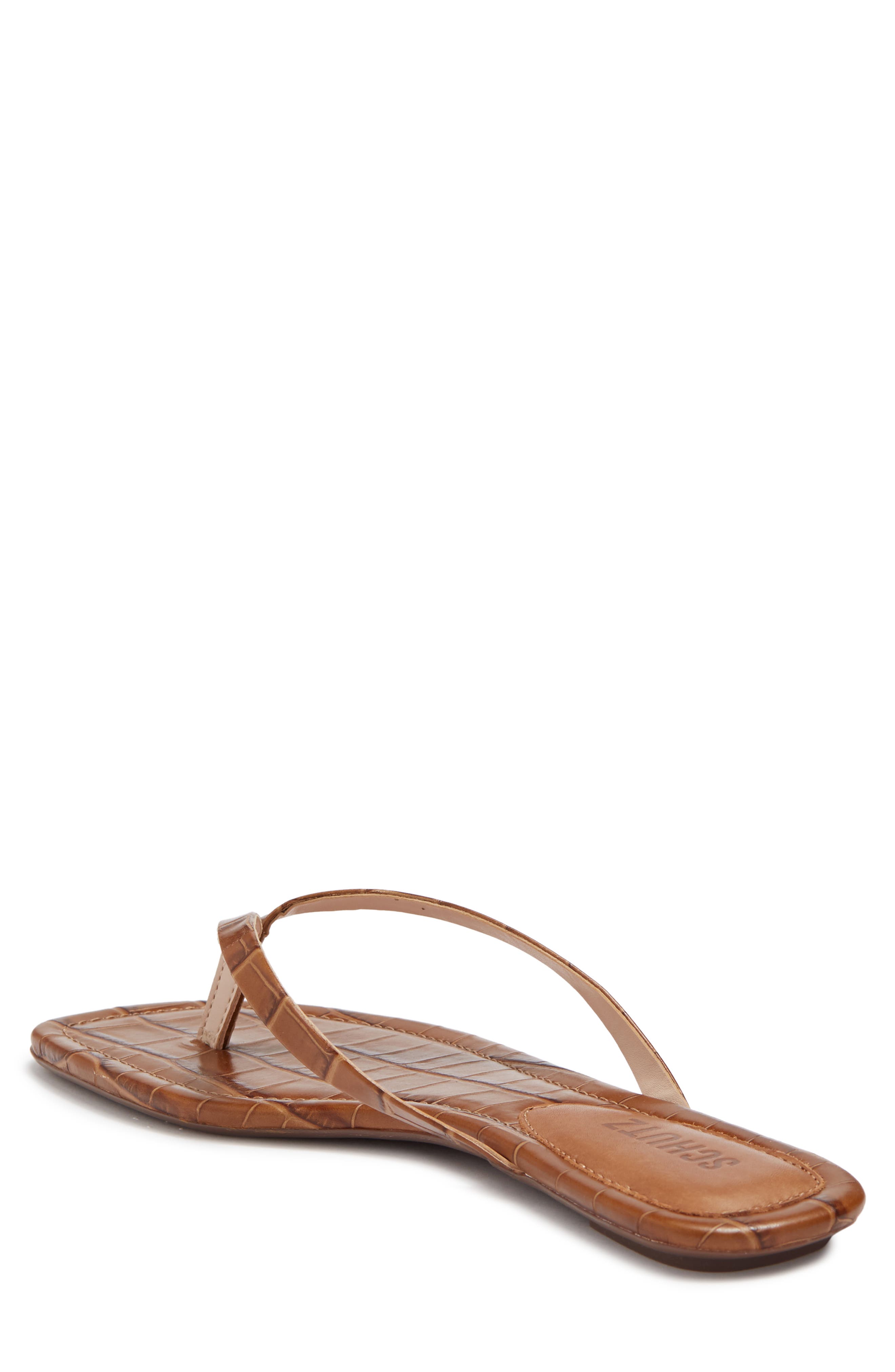 Schutz Tesla Croc Embossed Leather Flip-Flop Sandal | Nordstromrack