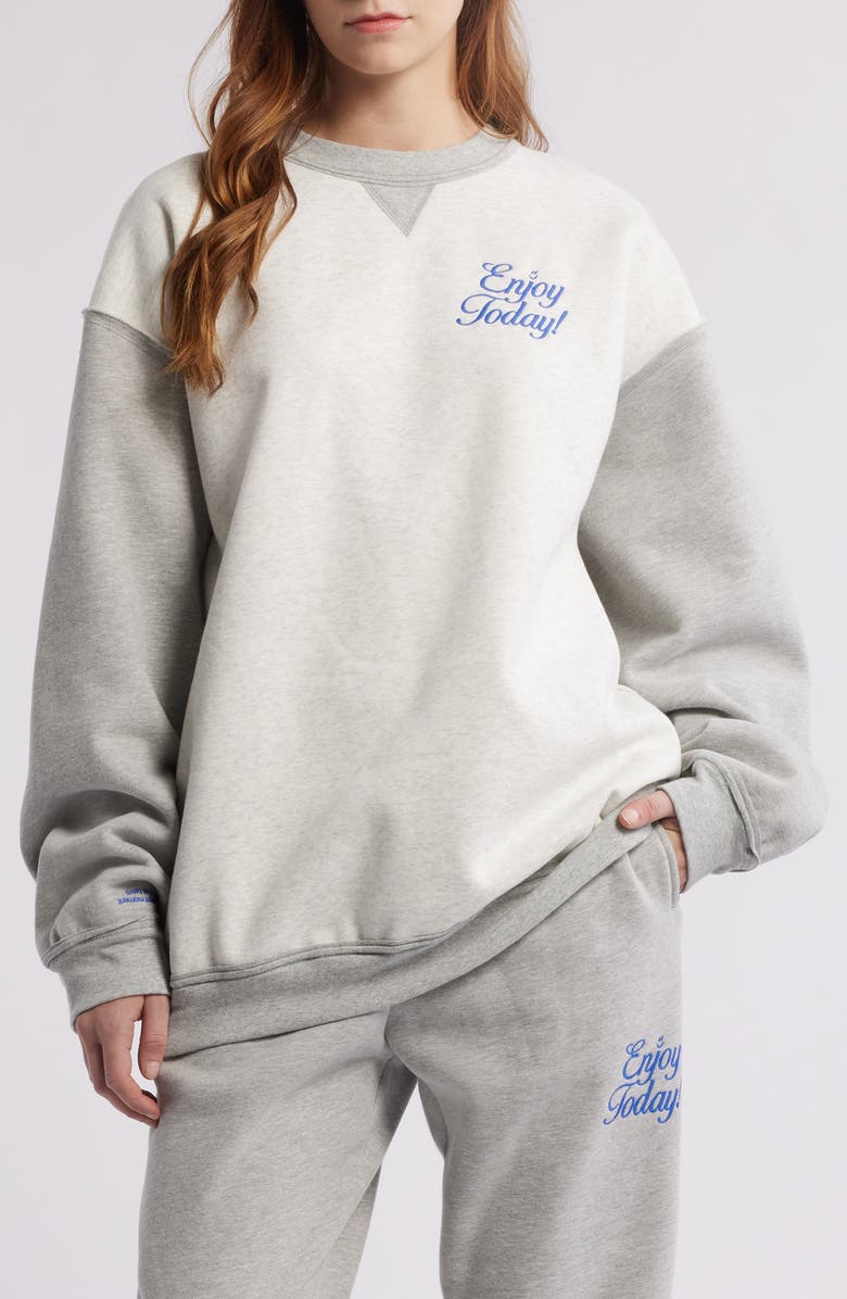 THE MAYFAIR GROUP Enjoy Today Colorblock Fleece Graphic Sweatshirt ...