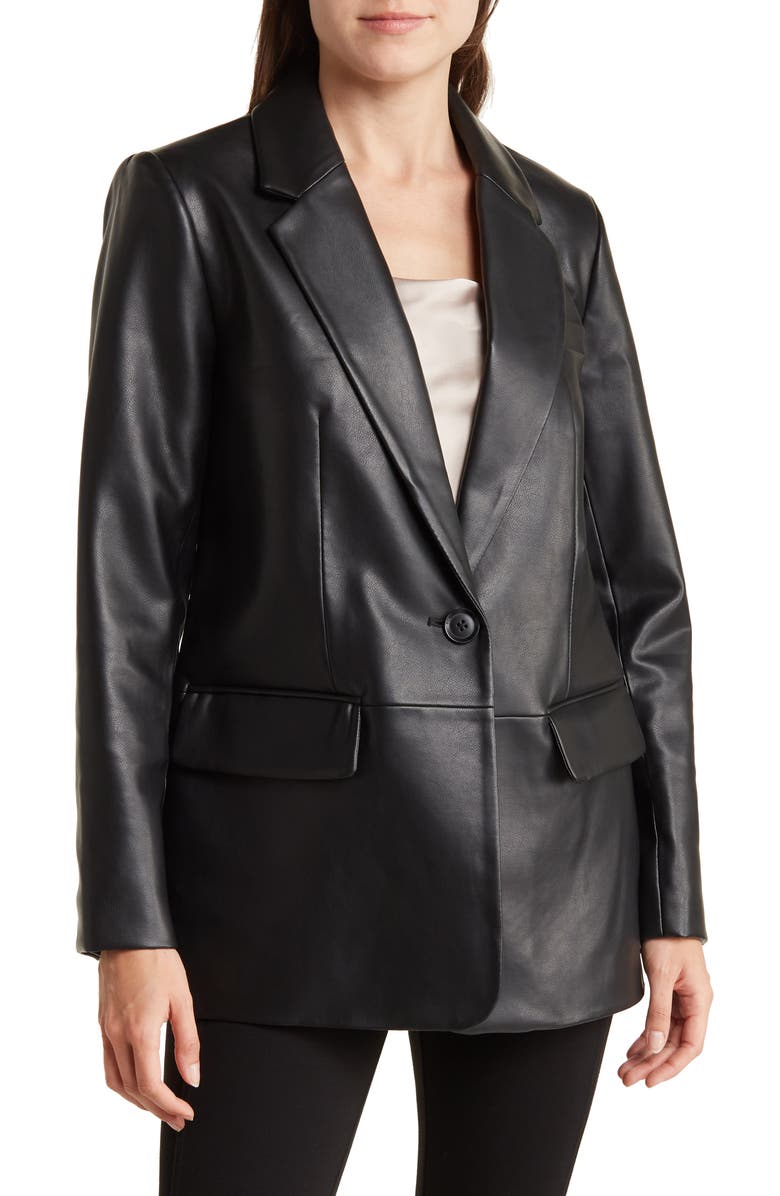BCBGeneration Oversize Faux Leather Single Button Blazer | Nordstromrack