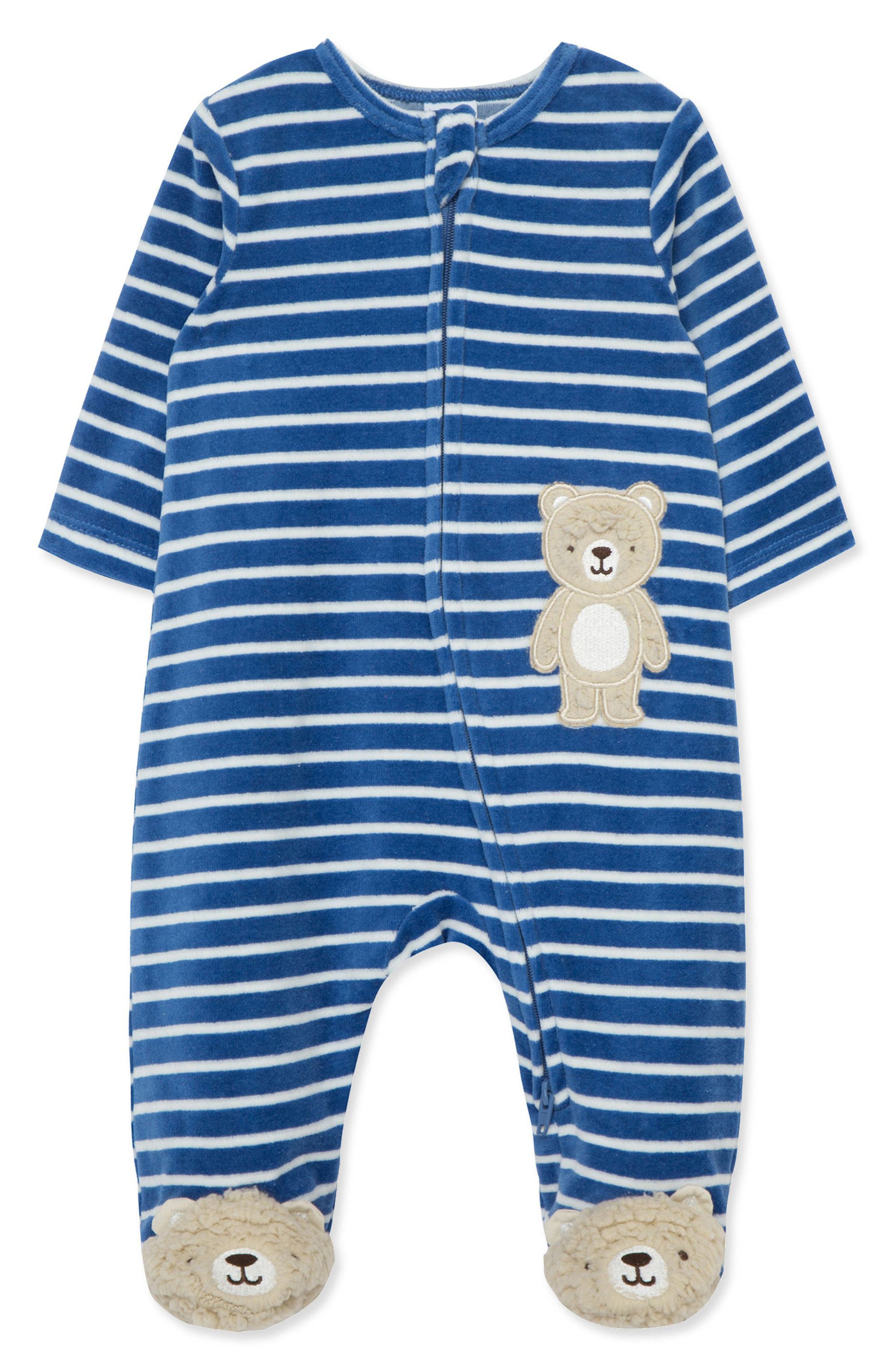 Little Me Velour Fuzzy Bear Footie | Nordstromrack