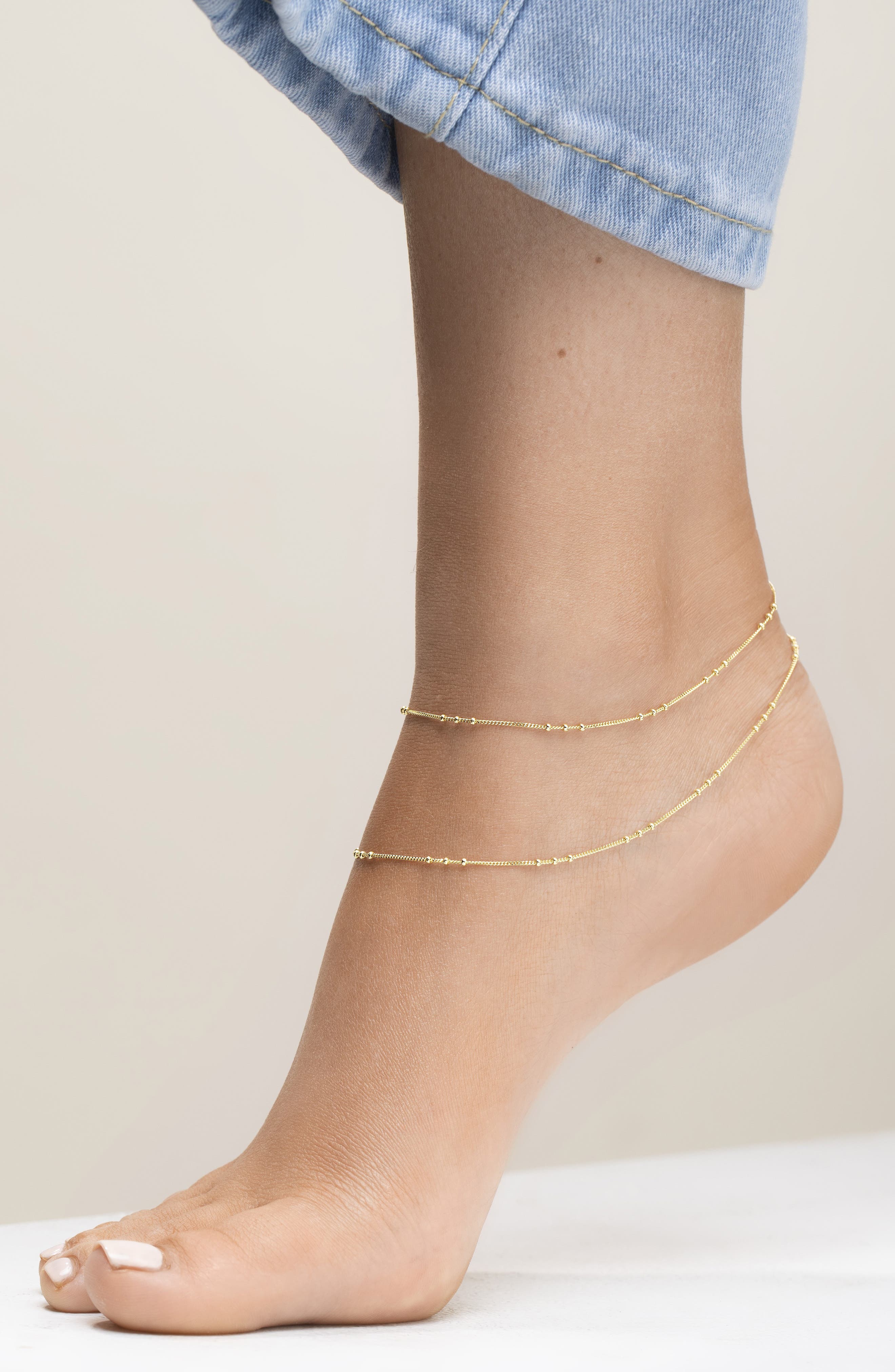 Bony Levy Mykonos 14K Gold Station Anklet | Nordstrom
