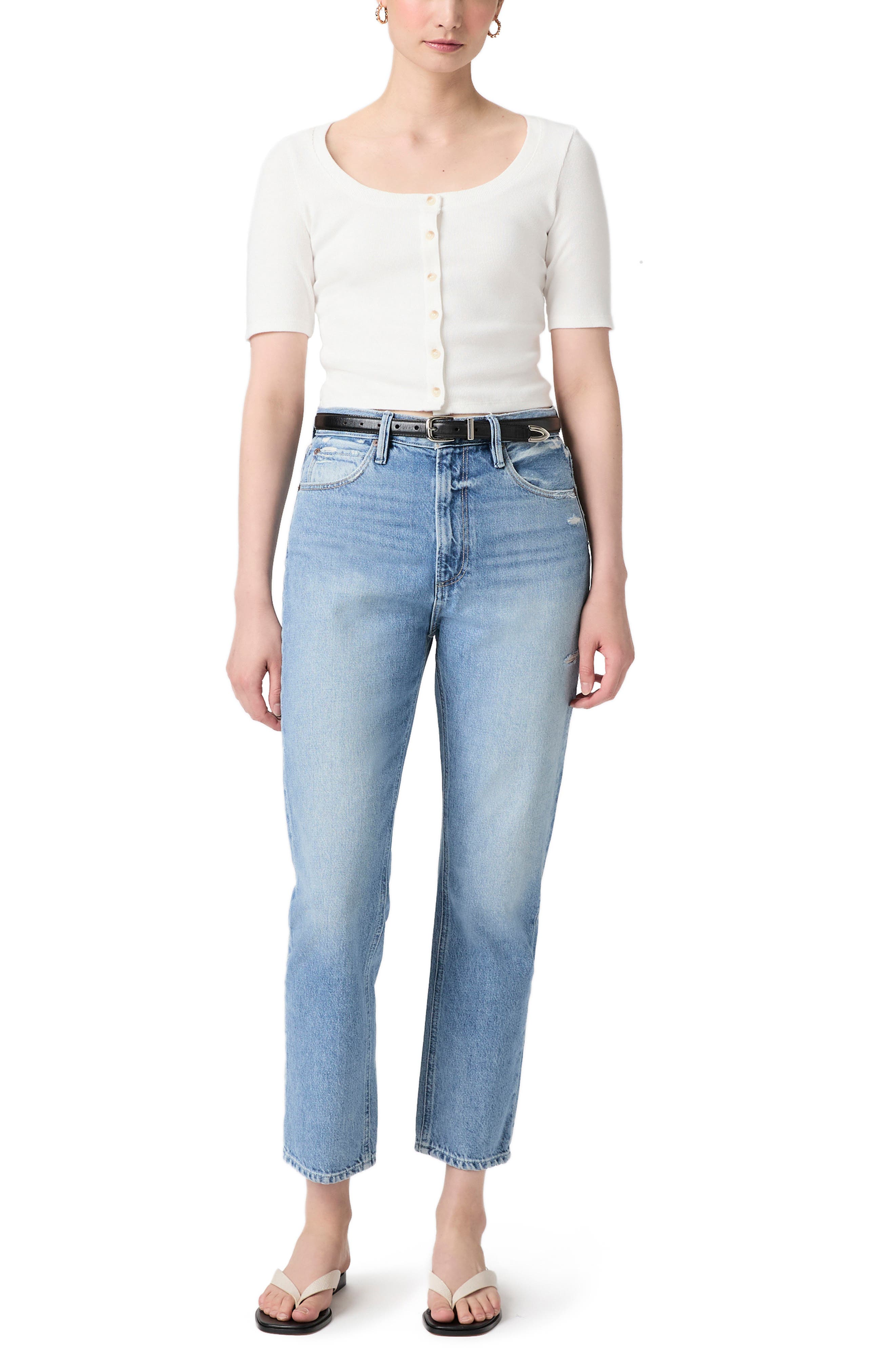PAIGE Billy High Waist Crop Straight Leg Jeans | Nordstromrack