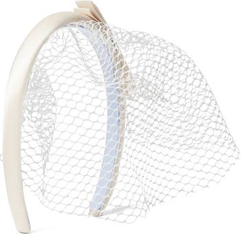 Kate Spade New York bridal patent bow veiled silk headband | Nordstromrack